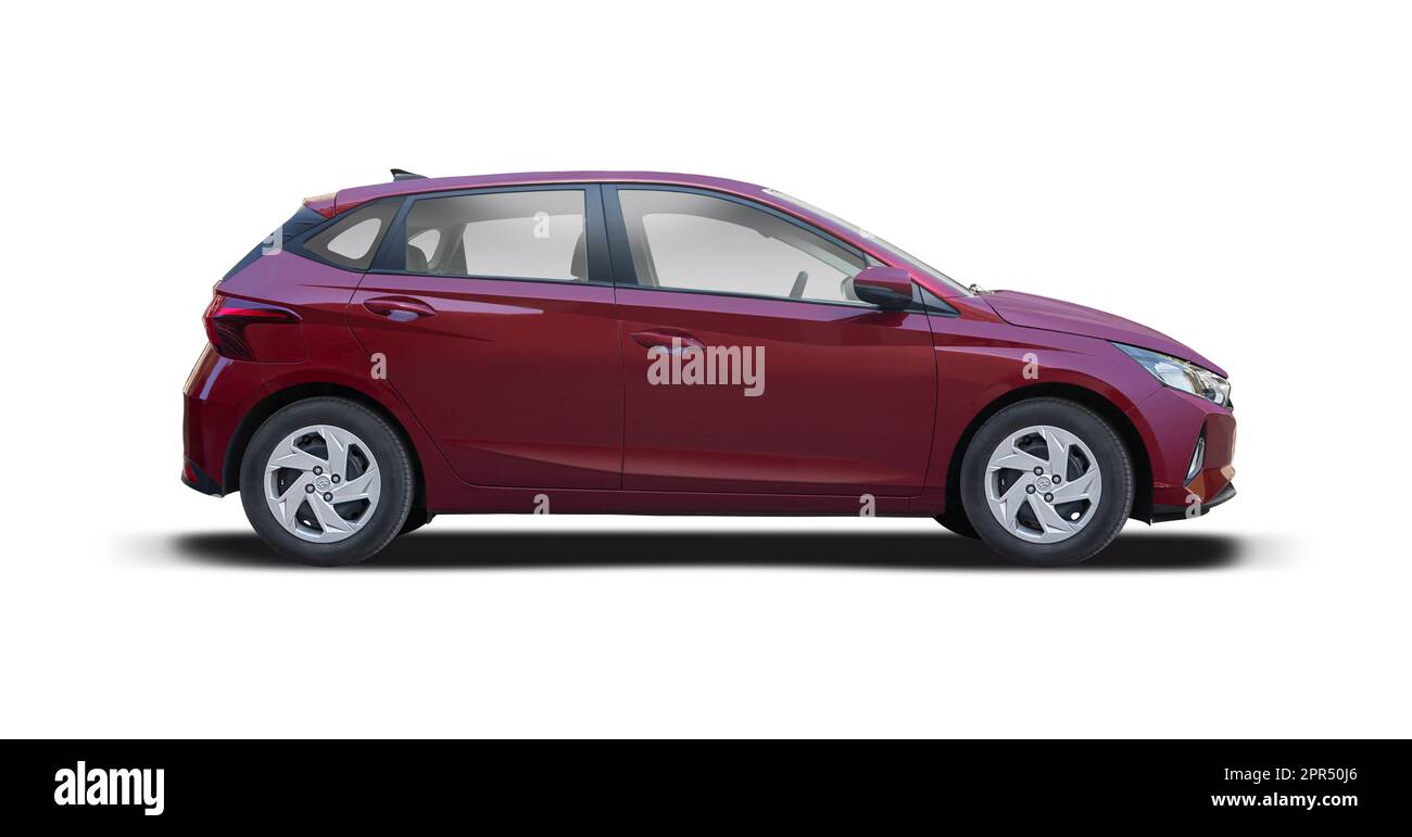 Hyundai i20 car, side view isolated on white background Stock Photo - Alamy