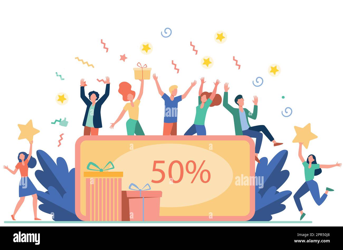 People celebrating gift card Stock Vector Images - Alamy