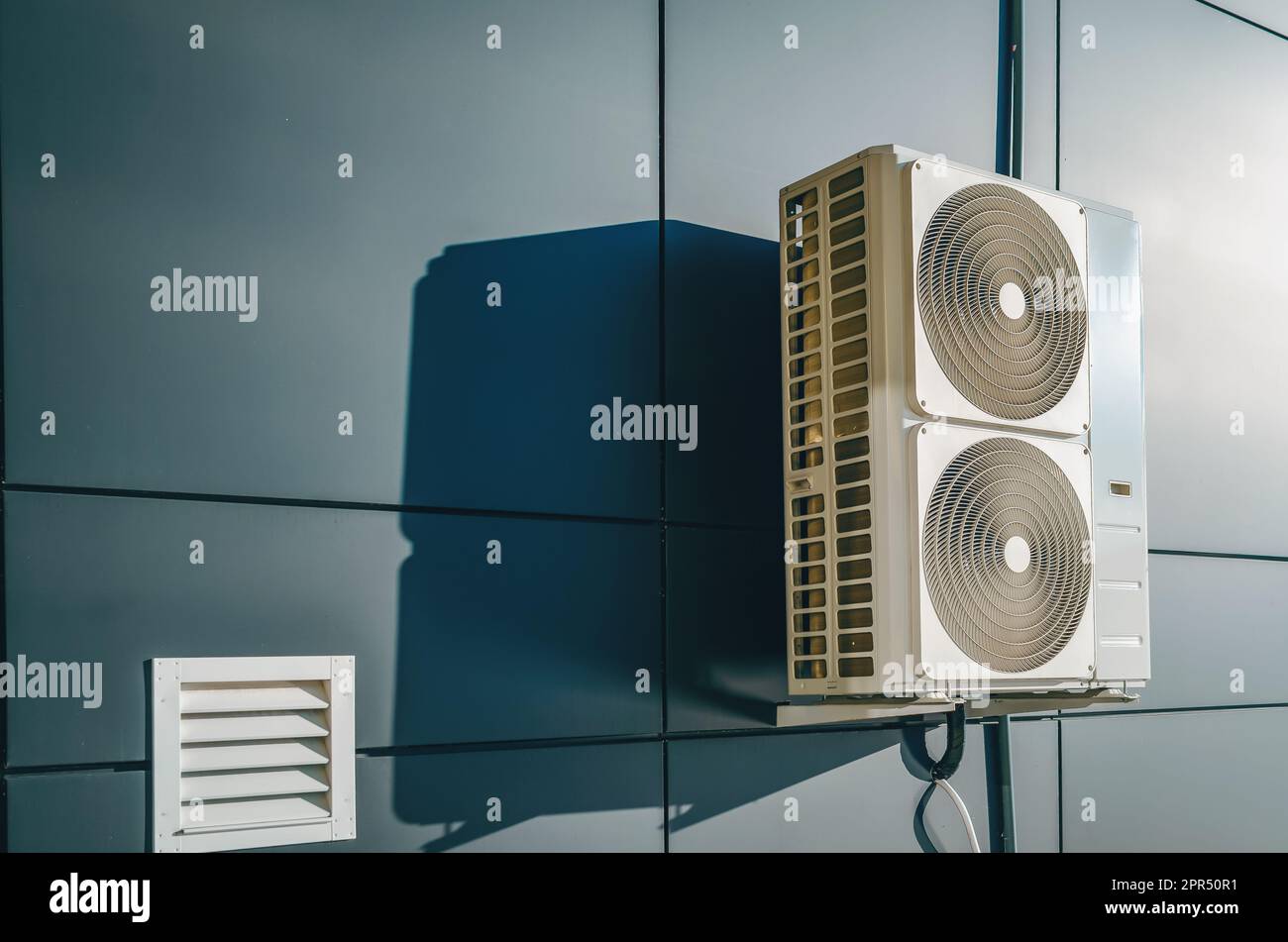 Air Conditioning System on Metallic Exterior Wall of Contemporary High ...