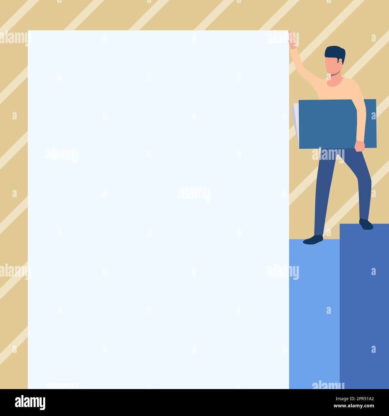 Man Drawing Standing Carrying Large Notebook While Showing Big ...