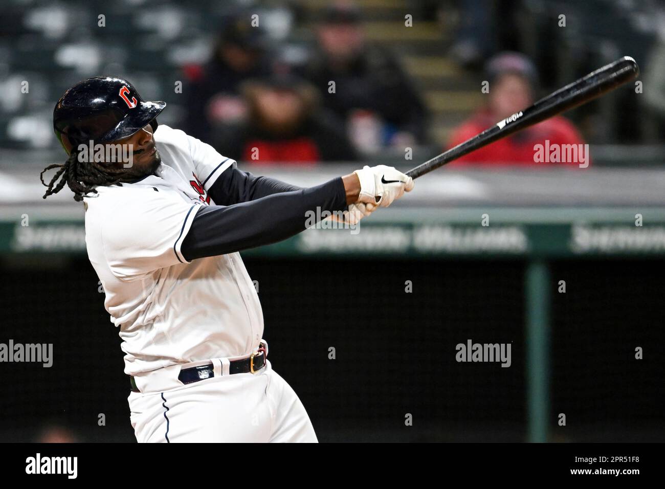 Cleveland Guardians' Josh Bell bats during the sixth inning in the ...