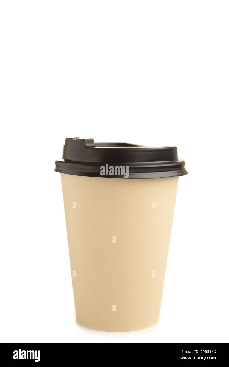 Paper cup of coffee isolated on white background. Top view Stock Photo ...