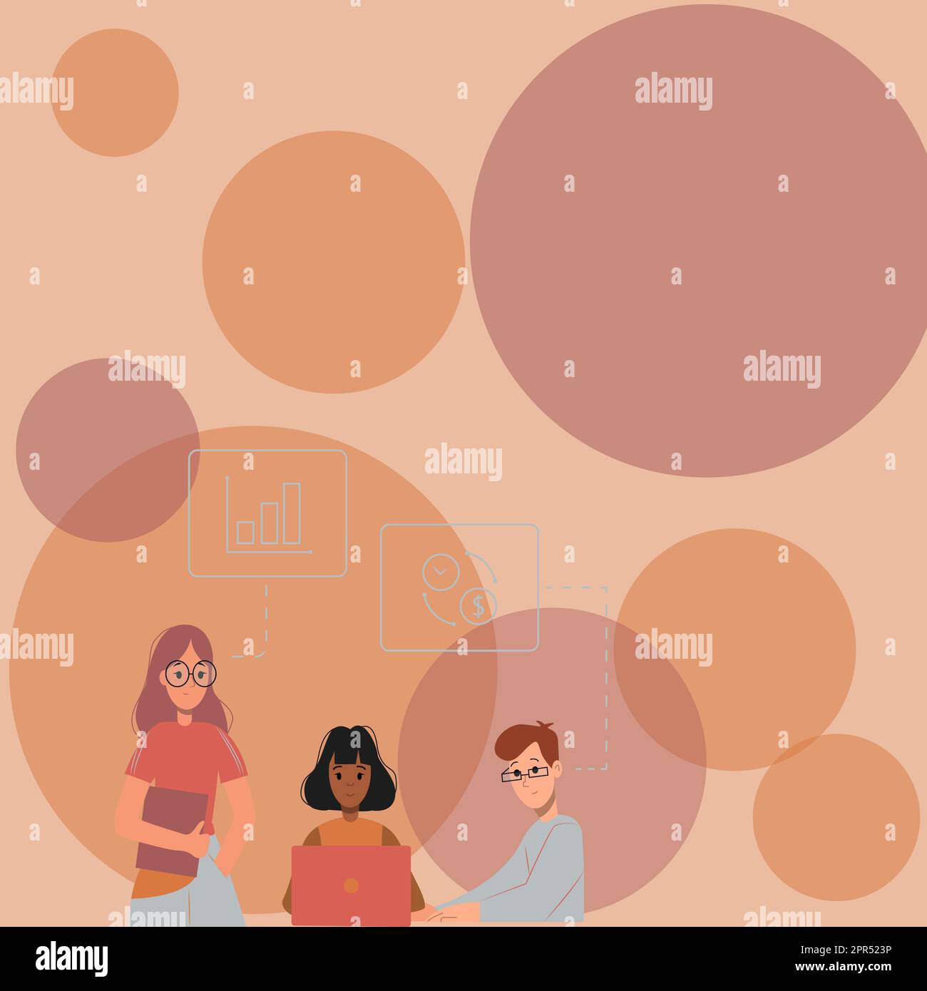 Three Collagues Illustration Practicing Hand Crafts Together. Students ...