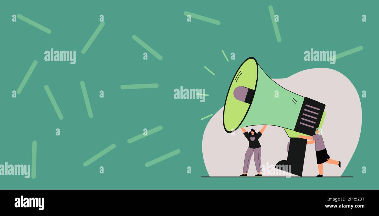 Group Of People Drawing Holding Their Megaphones Talking And Sharing ...