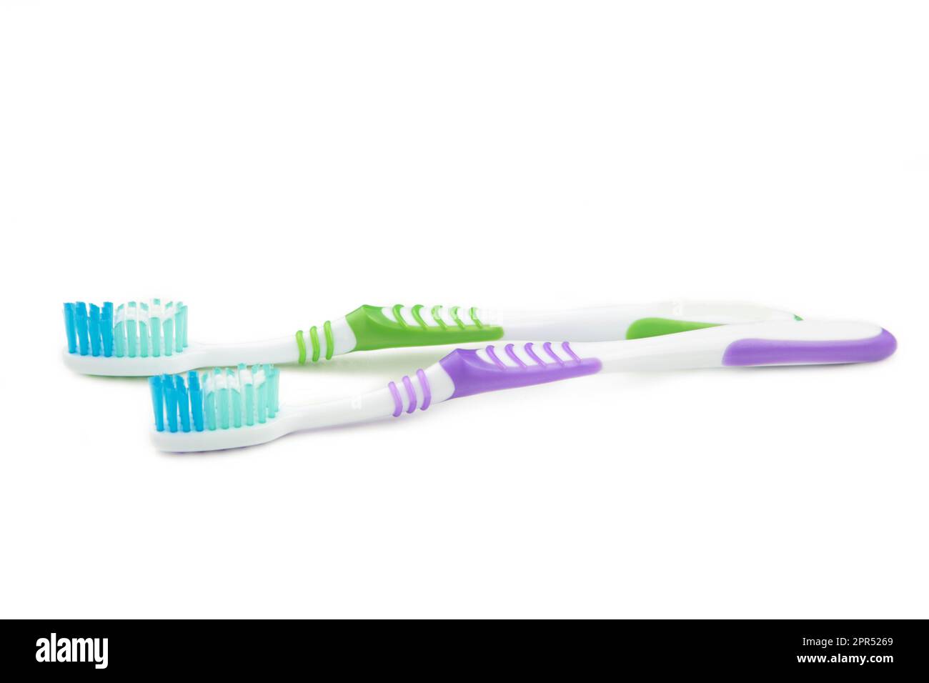 Toothbrushes set isolated on white background. Top view Stock Photo - Alamy