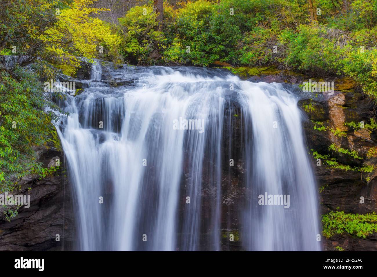 Springtime at Dry Falls on the Cullasaja River on scenic drive between ...