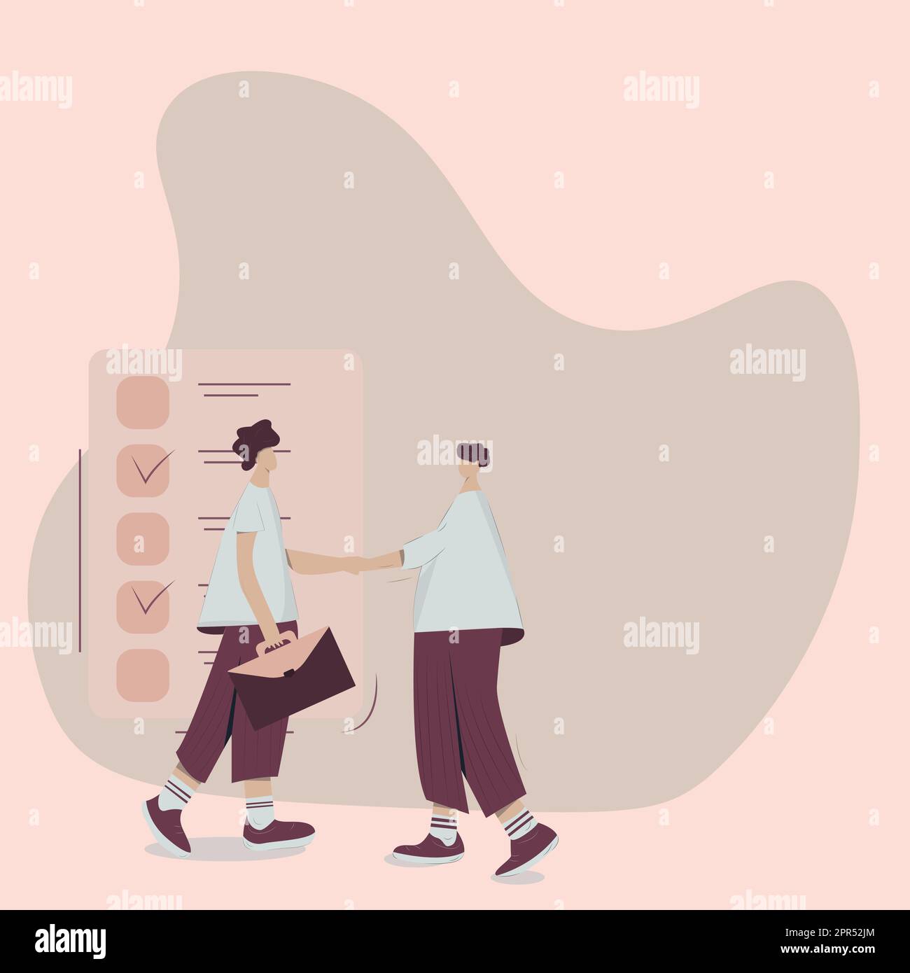 Two Men Drawing With Paper Background Shake Hands Presenting Agreement ...