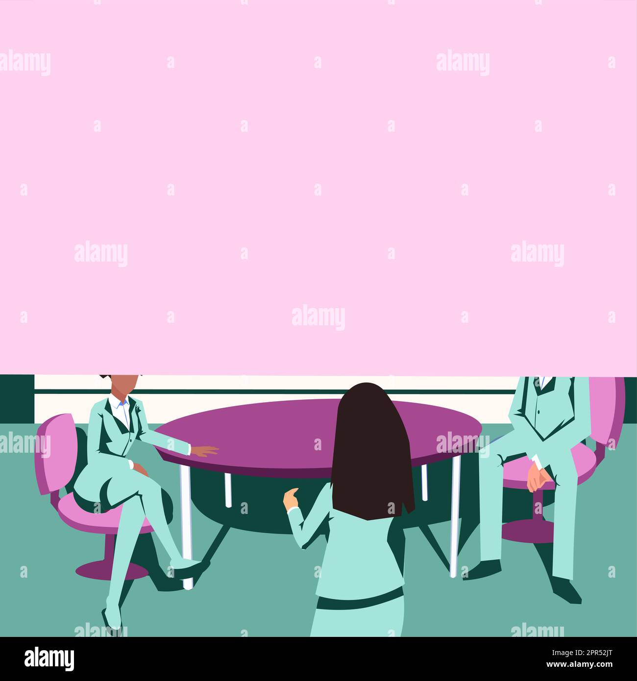 Three colleagues having office meeting presenting newest project ideas ...