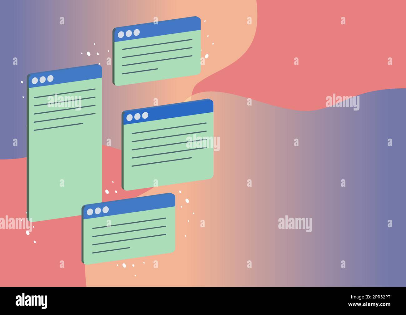 Chat tabs symbolizing successful online communication colleagues achieving teamwork. Text charts ...