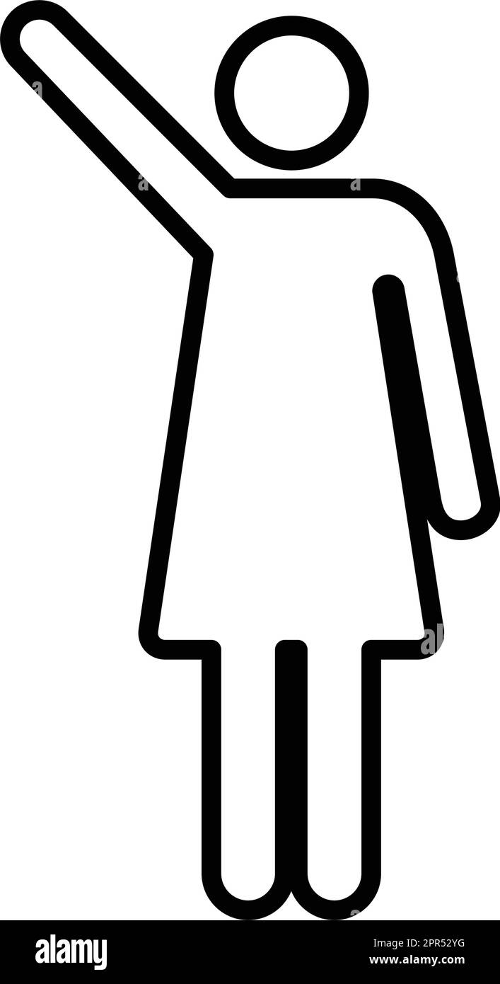 Woman raised arms icon vector female person with open hands symbol in a ...