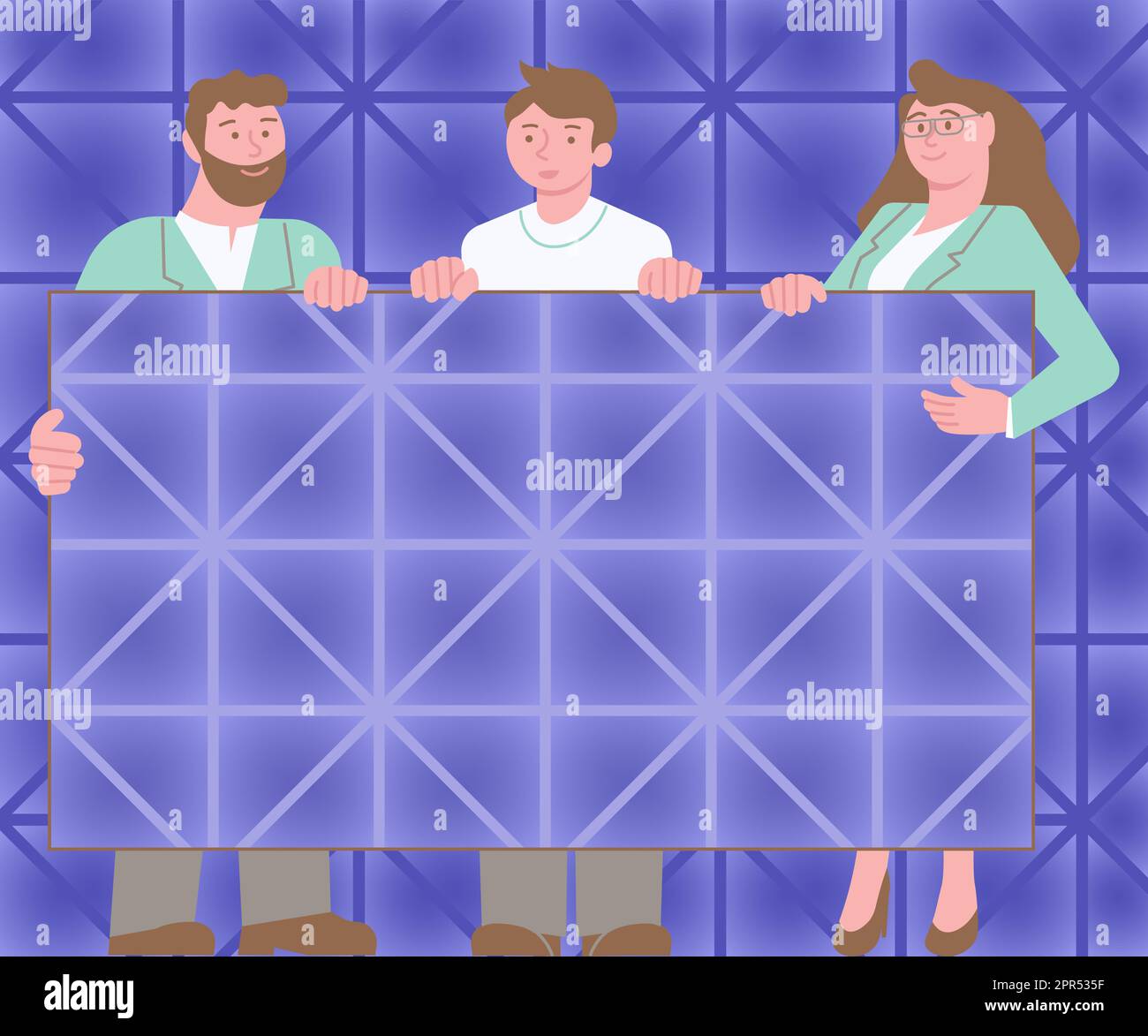 Three Colleagues Holding Presentation Board Showing New Ideas Achieving ...