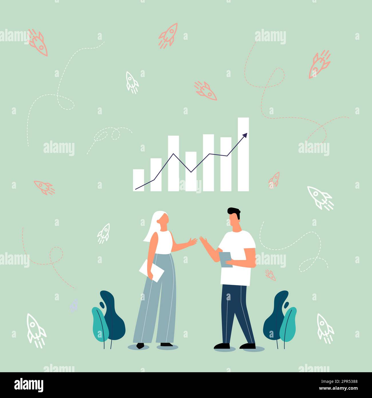 Illustration Of Partners Sharing New Wonderful Ideas For Skill ...