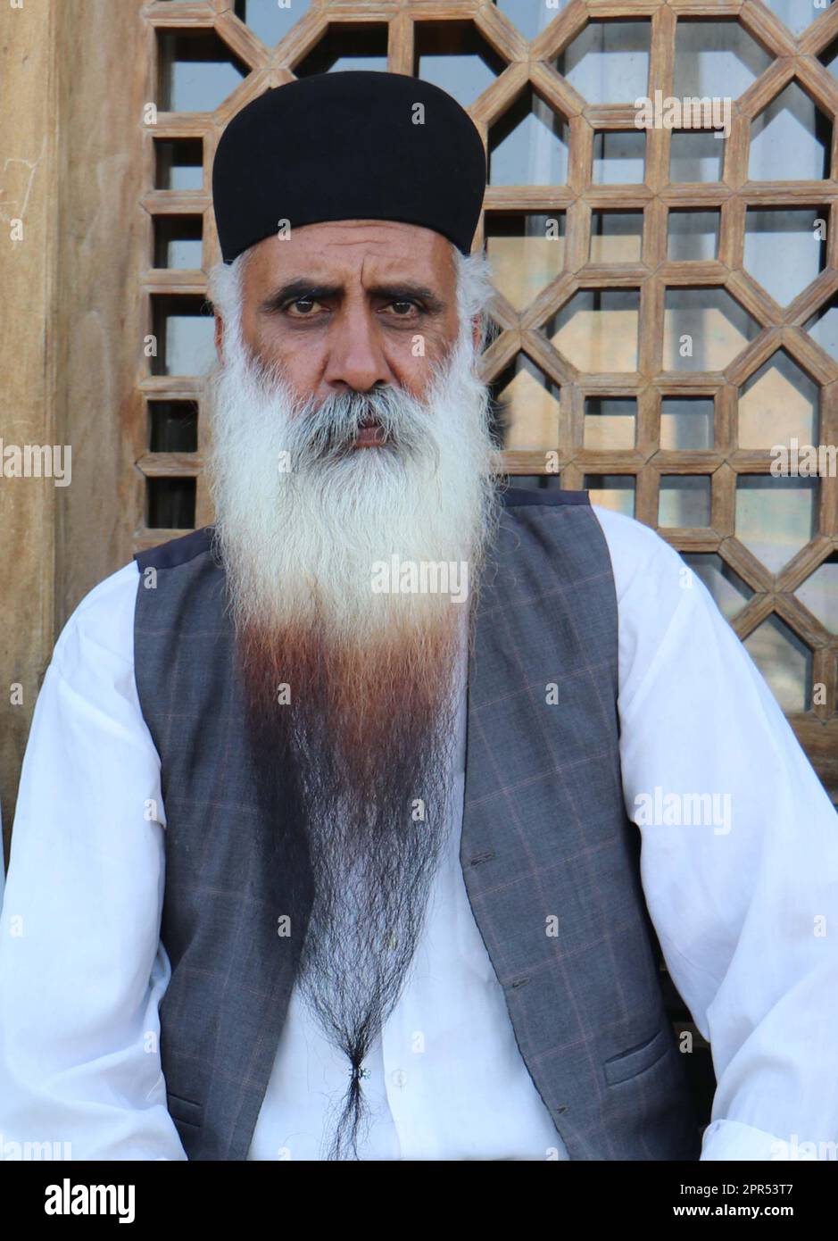1 old Kurdish man with a very long beard and traditional Kurdish ...