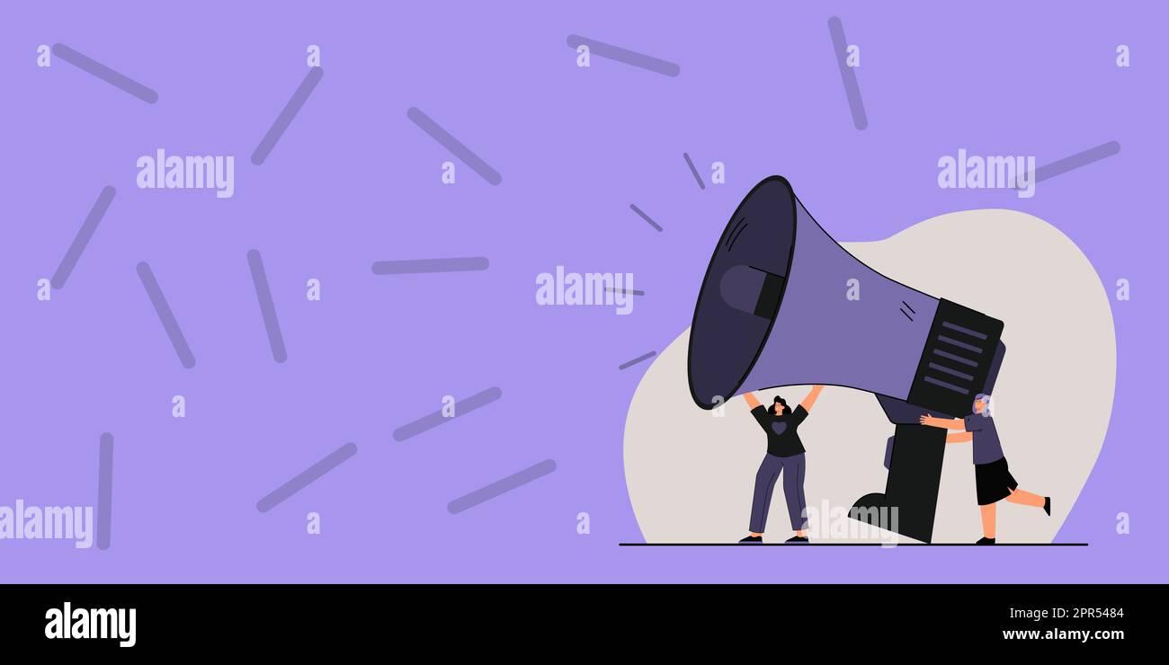 Group Of People Drawing Holding Their Megaphones Talking And Sharing ...