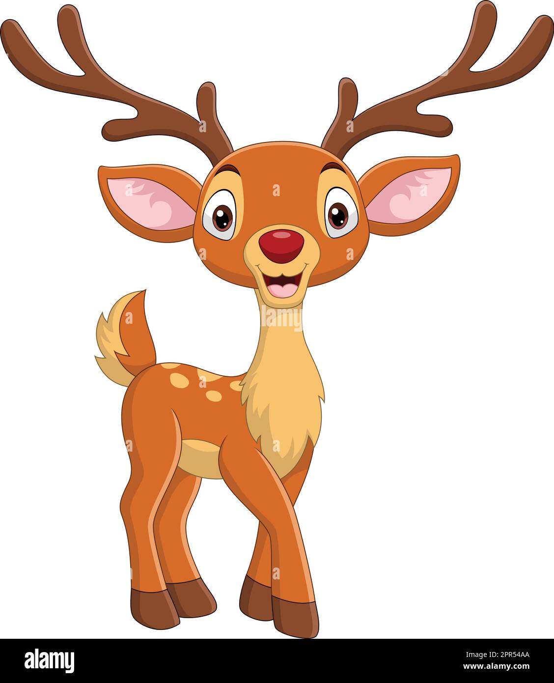 Cartoon cute little deer on white background Stock Vector Image & Art ...