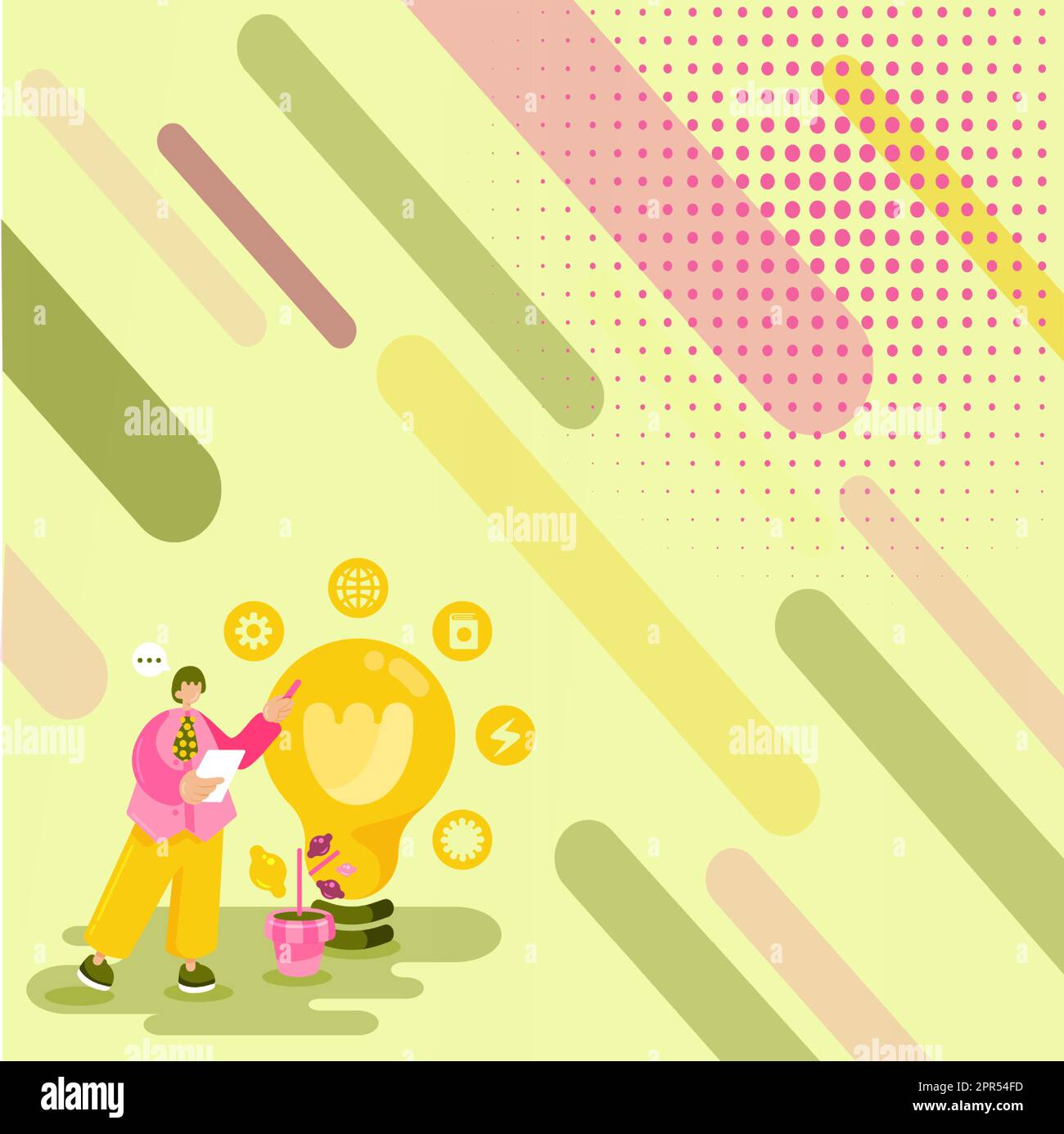 Teacher Presenting New Ideas On Students. Researcher Drawing Showing ...