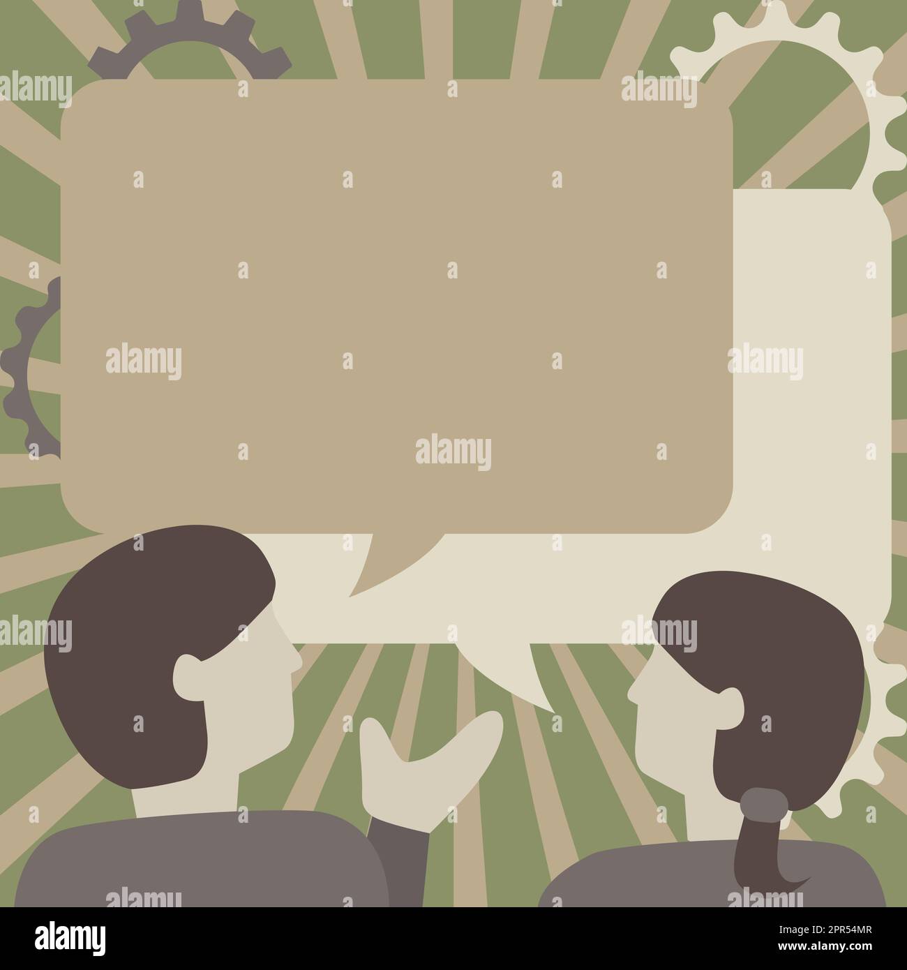 Couple Speaking On Technical Plans With Two Overlaping Speach Clouds On ...