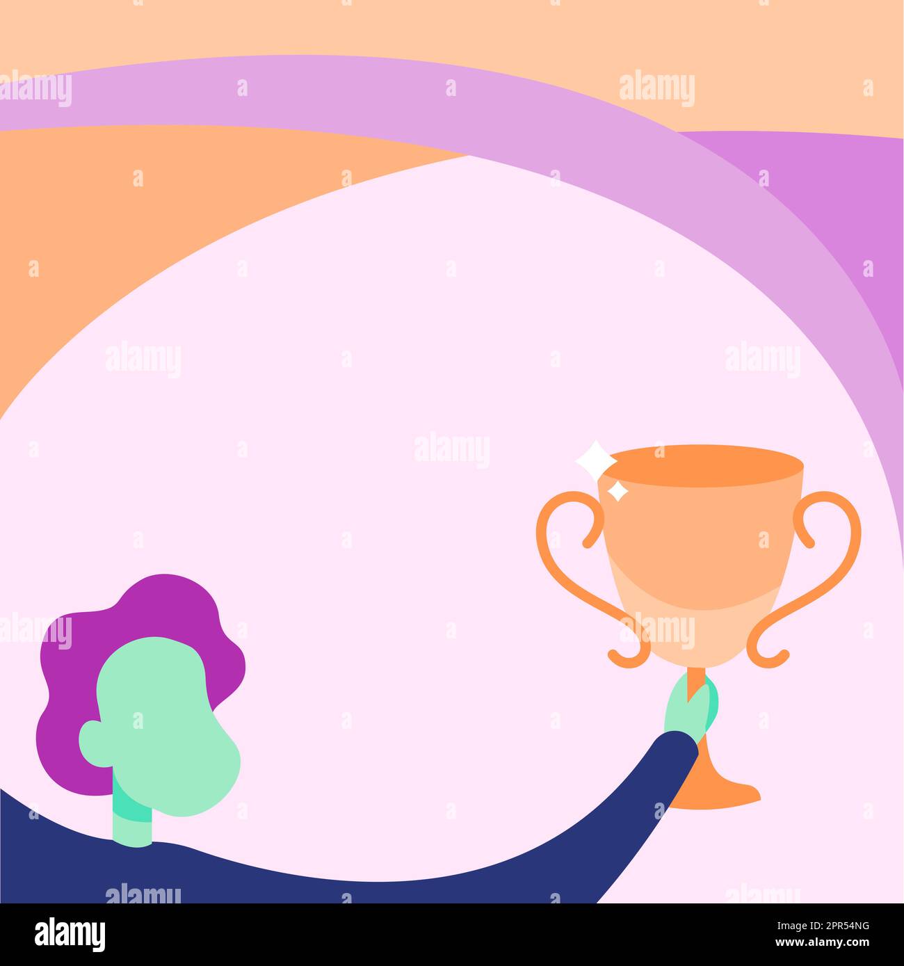 Man Drawing Holding Trophy Cup High Celebrating Victory. Gentleman ...