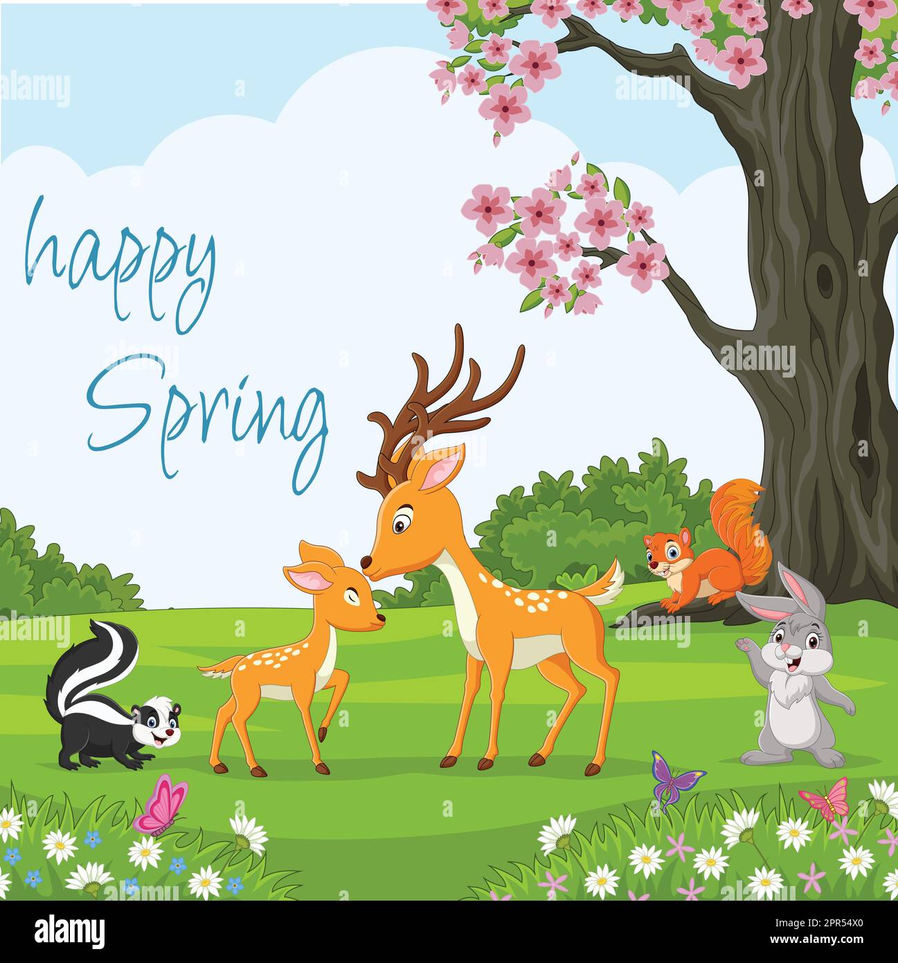 Group of happy animals cartoon playing in the park Stock Vector Image ...