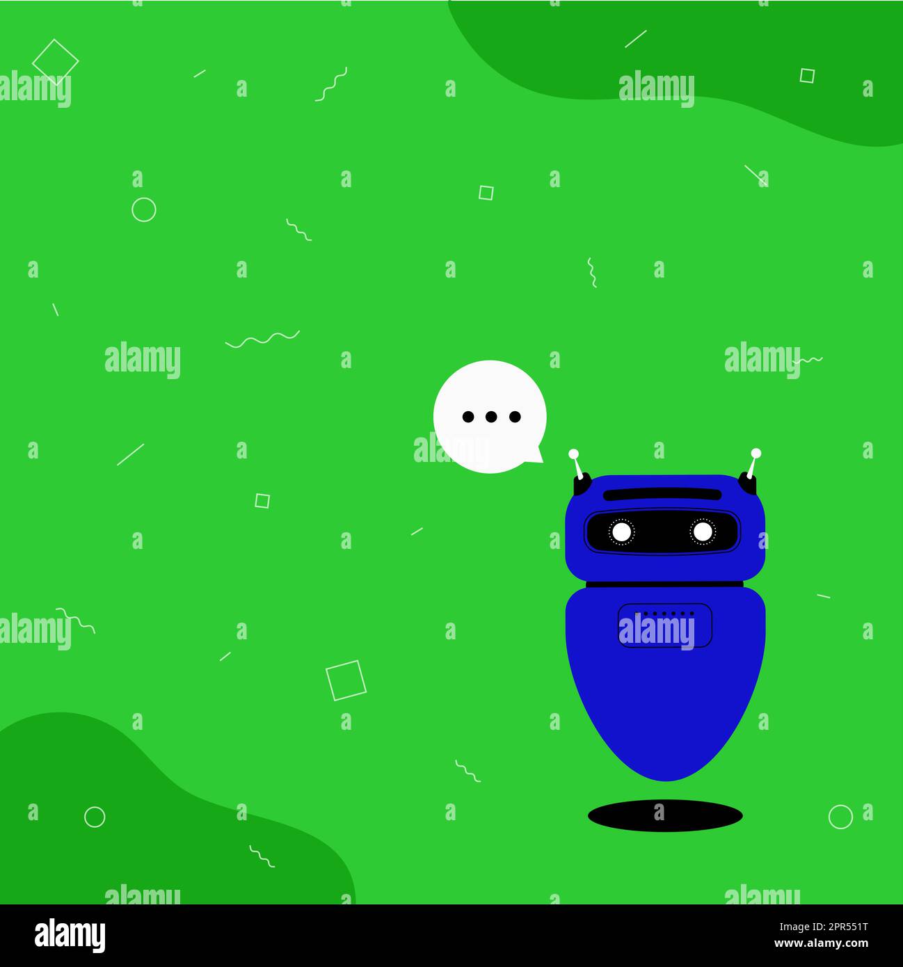 Illustration Of Cute Floating Robot Telling Us New Wonderful ...