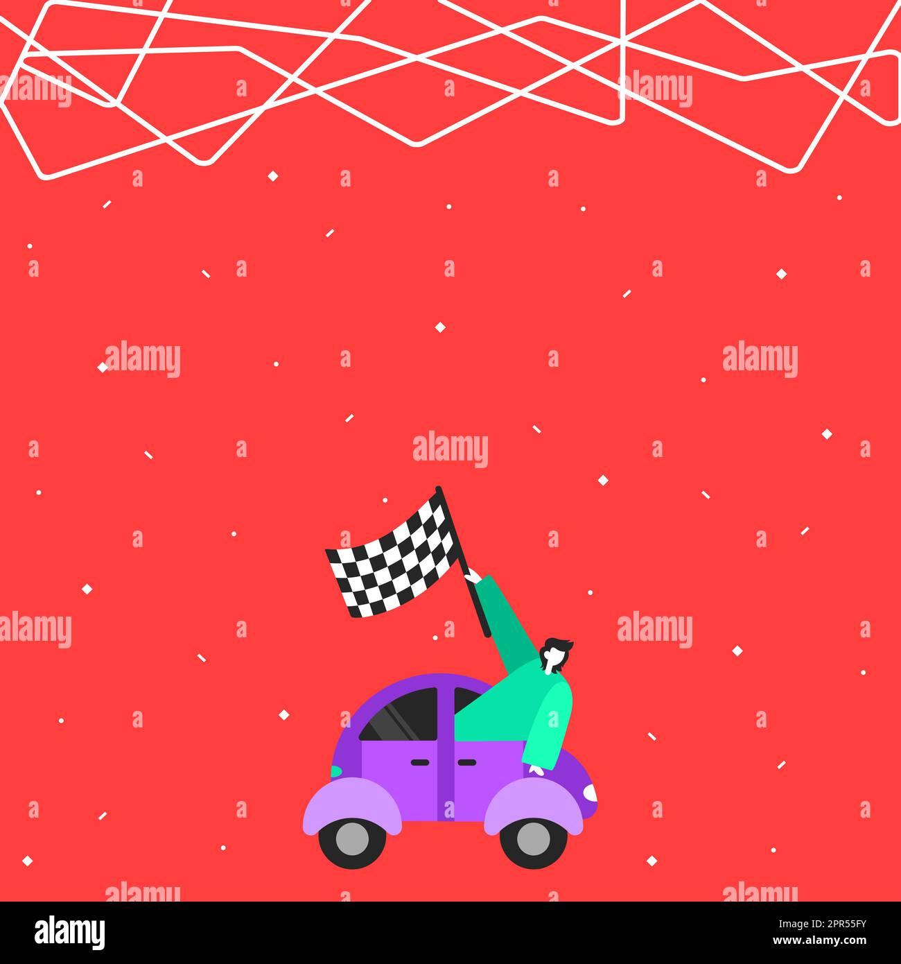 Businessman Waving Banner From Vehicle Racing Towards Successful Future ...