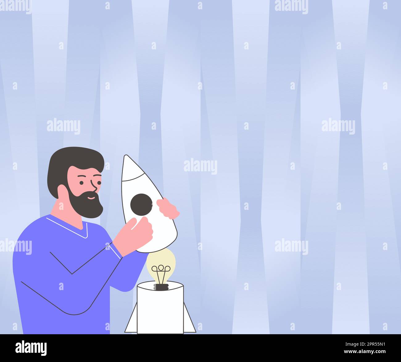 Illsutration Of Man Holding A Small Rocketship Discovered New Amazing ...