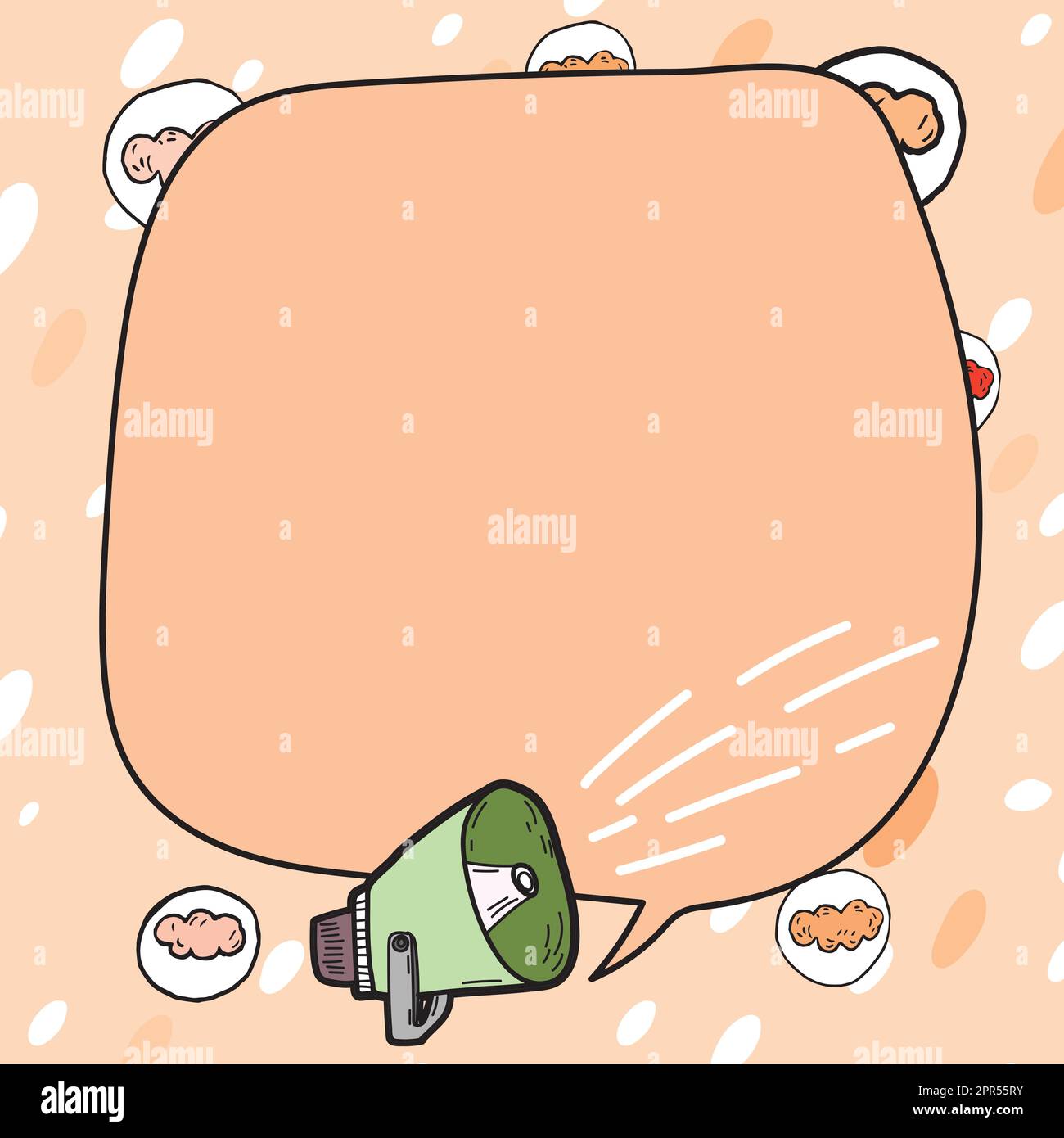 Poster decorated with speech symbols on edges representing speaker ...