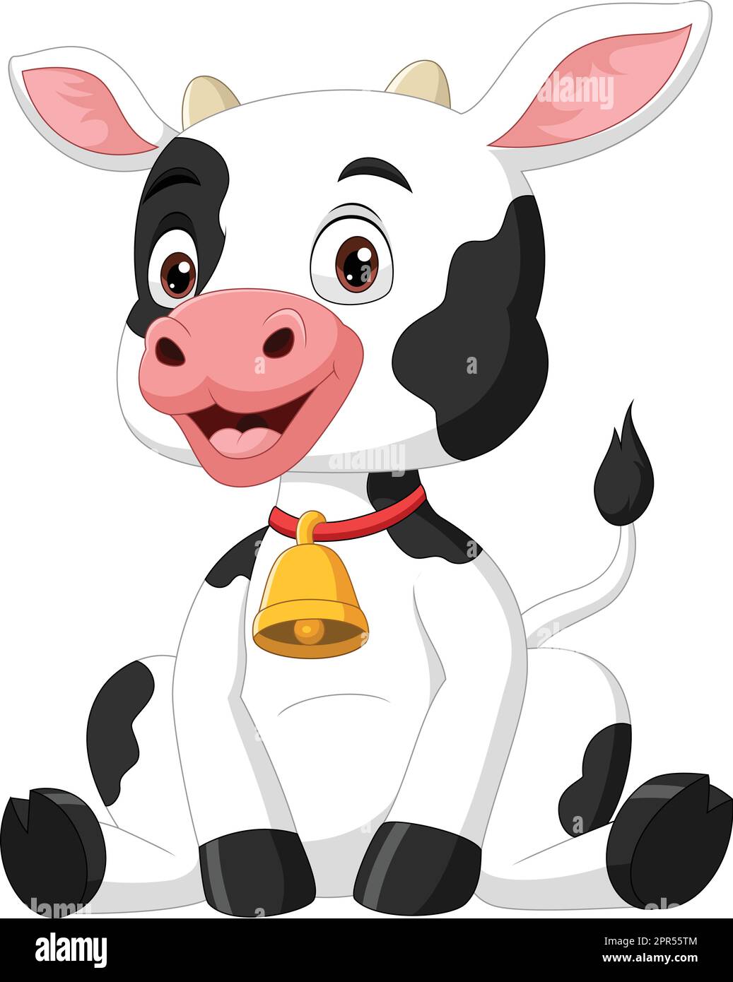 Cute baby cow cartoon sitting on white background Stock Vector Image ...