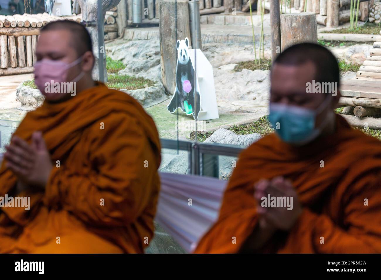 Thai Buddhist monks pray on the occasion of the 7th death anniversary ...