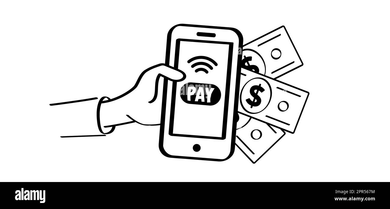 Pay or bay icon. Cartoon bundle paper money. Vector money notes or ...