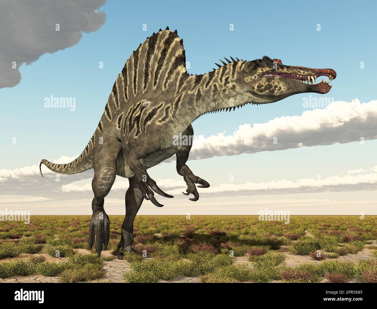 Dinosaur Spinosaurus in a landscape Stock Photo - Alamy