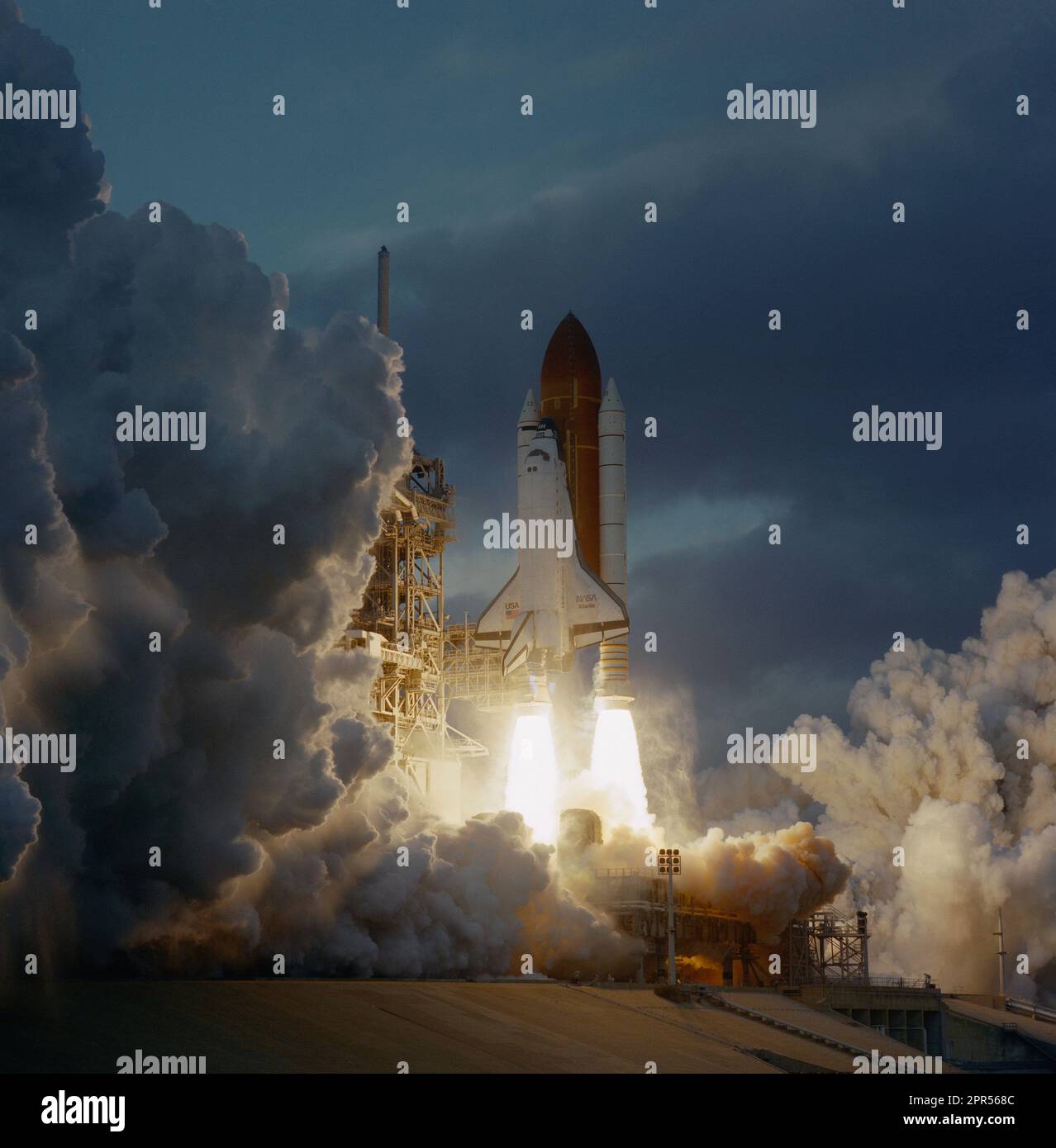 With five astronauts aboard, the Space Shuttle Atlantis lifts off from ...