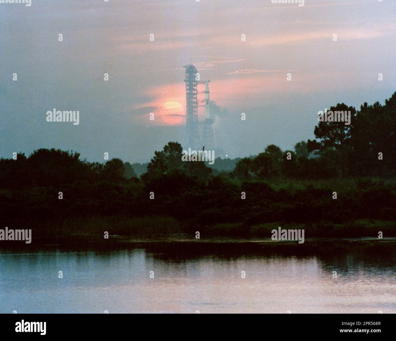 A sunrise view at the KSC showing in the near distance the Skylab 4 ...