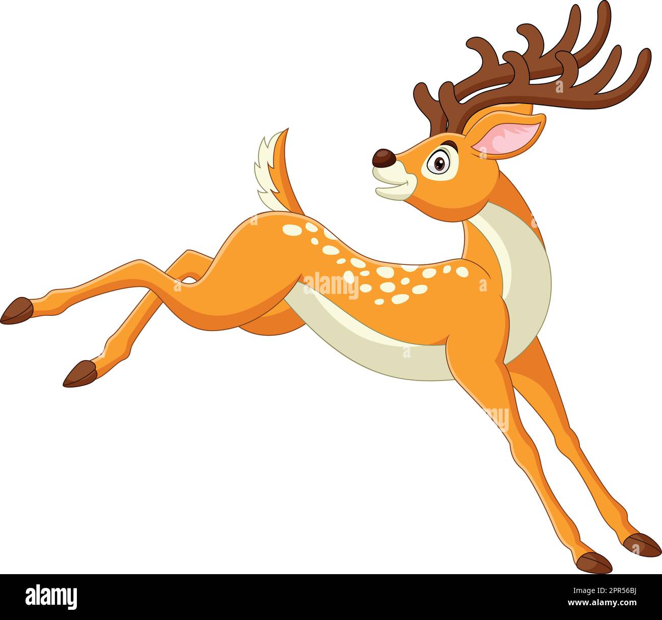Cartoon funny deer jumping on white background Stock Vector Image & Art ...