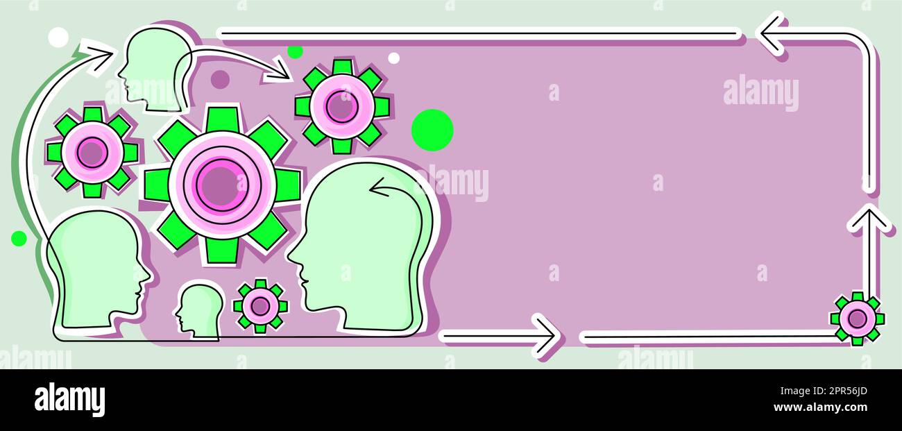 Multiple Heads With Cogs Showing Technology Ideas. Gears In Brain ...