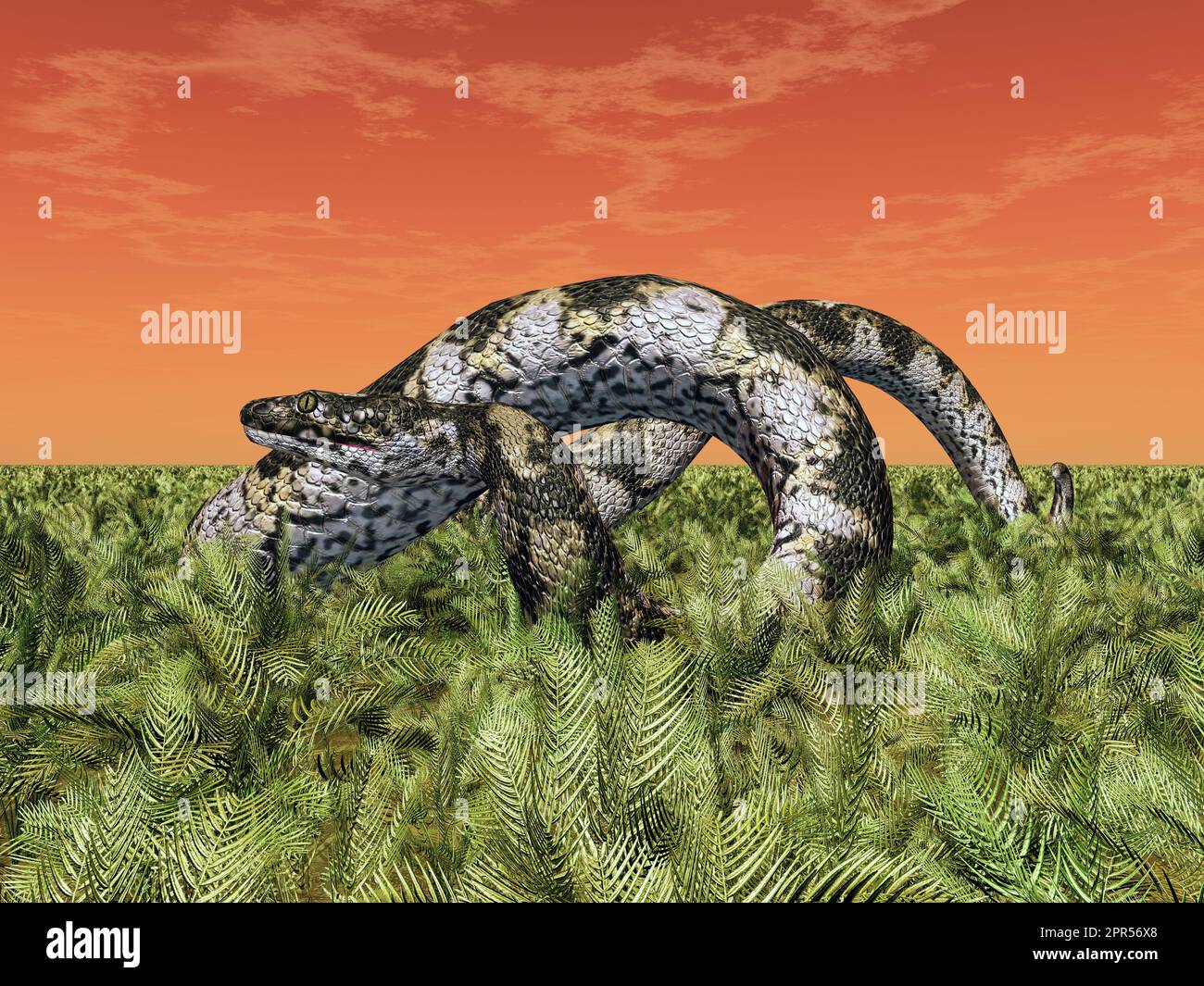 Prehistoric giant snake Titanoboa in a landscape Stock Photo - Alamy