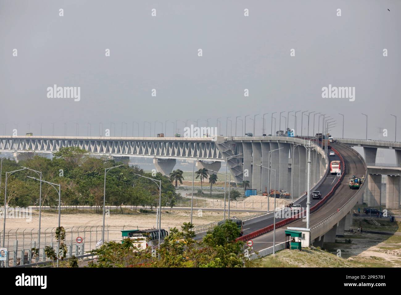 Shariatpur, Bangladesh - April 04, 2023: Vehicles plying over Padma ...