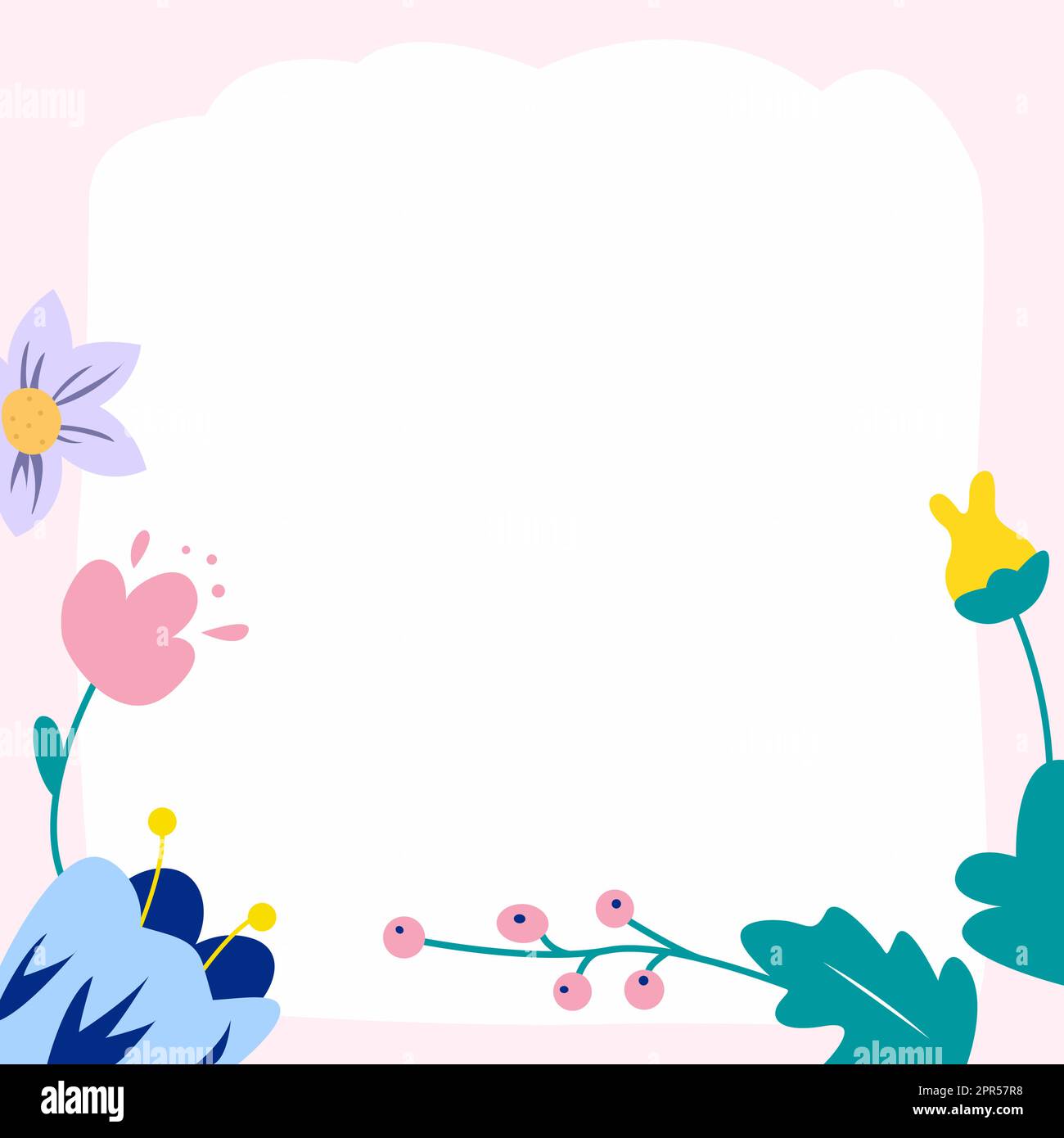 Blank Frame Decorated With Abstract Modernized Forms Flowers And ...