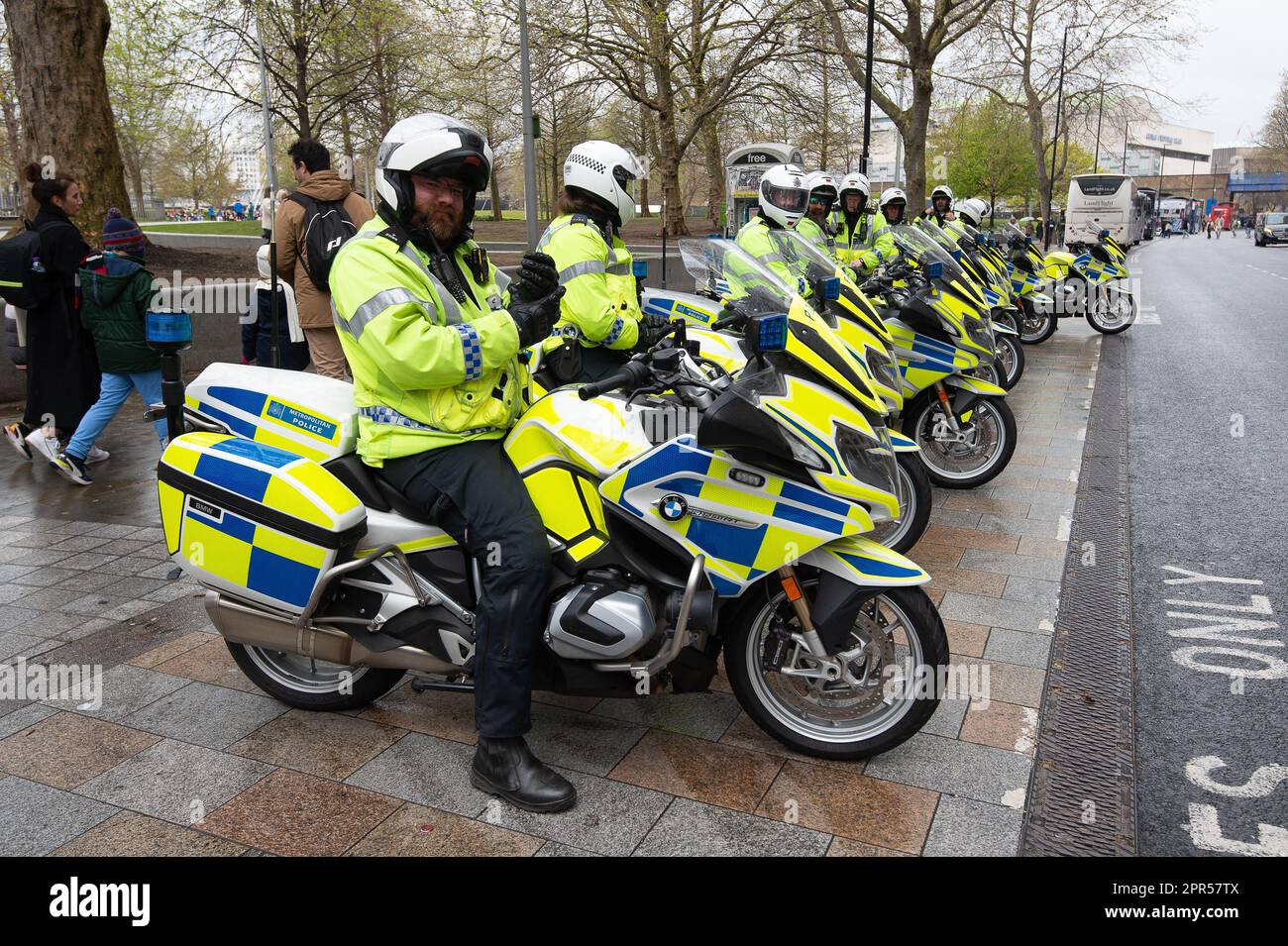London, UK. 21st April, 2023. Police outriders ready to escort the Big ...