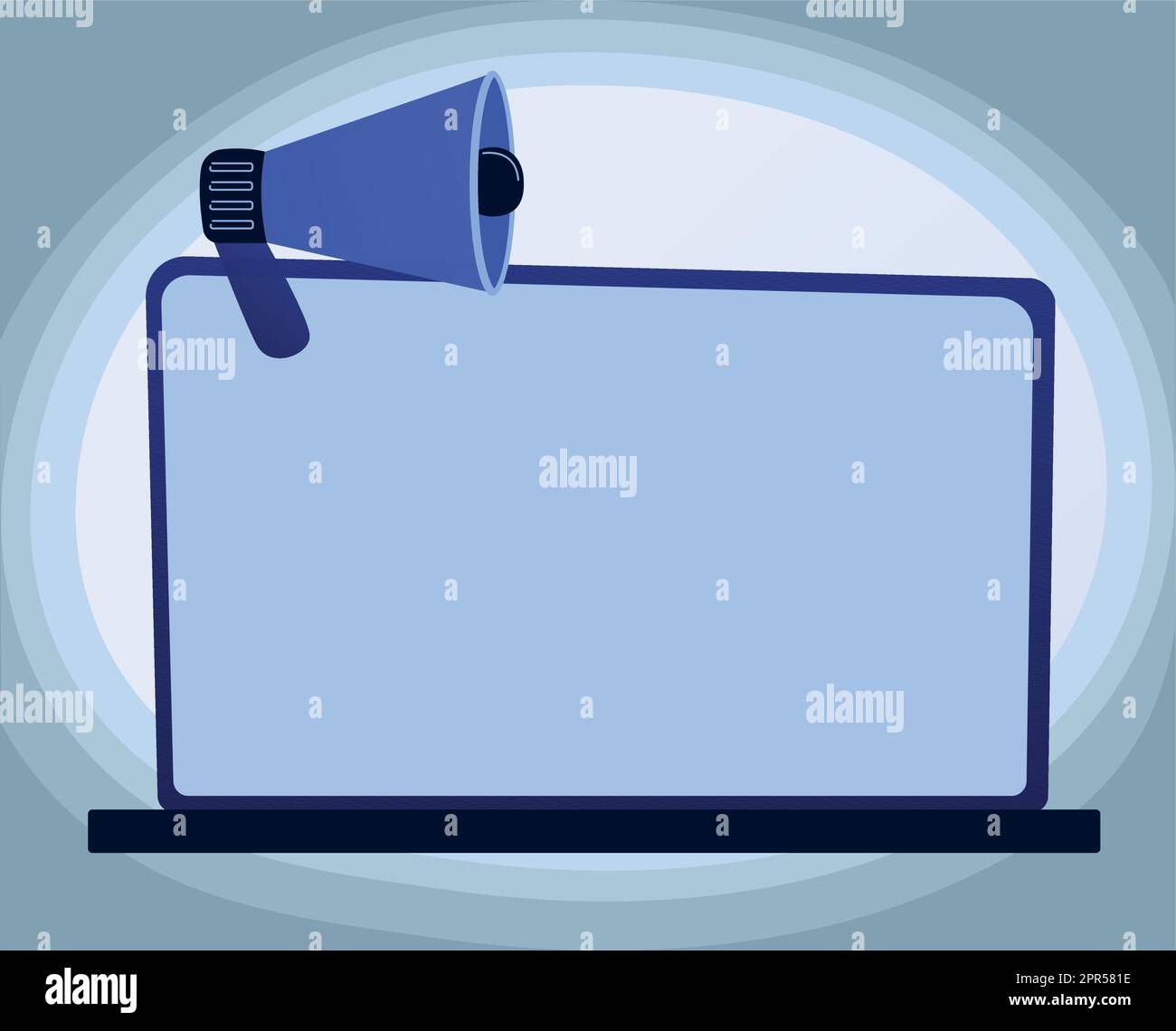Illustration Of Megaphone On Blank Monitor Making New Amazing ...