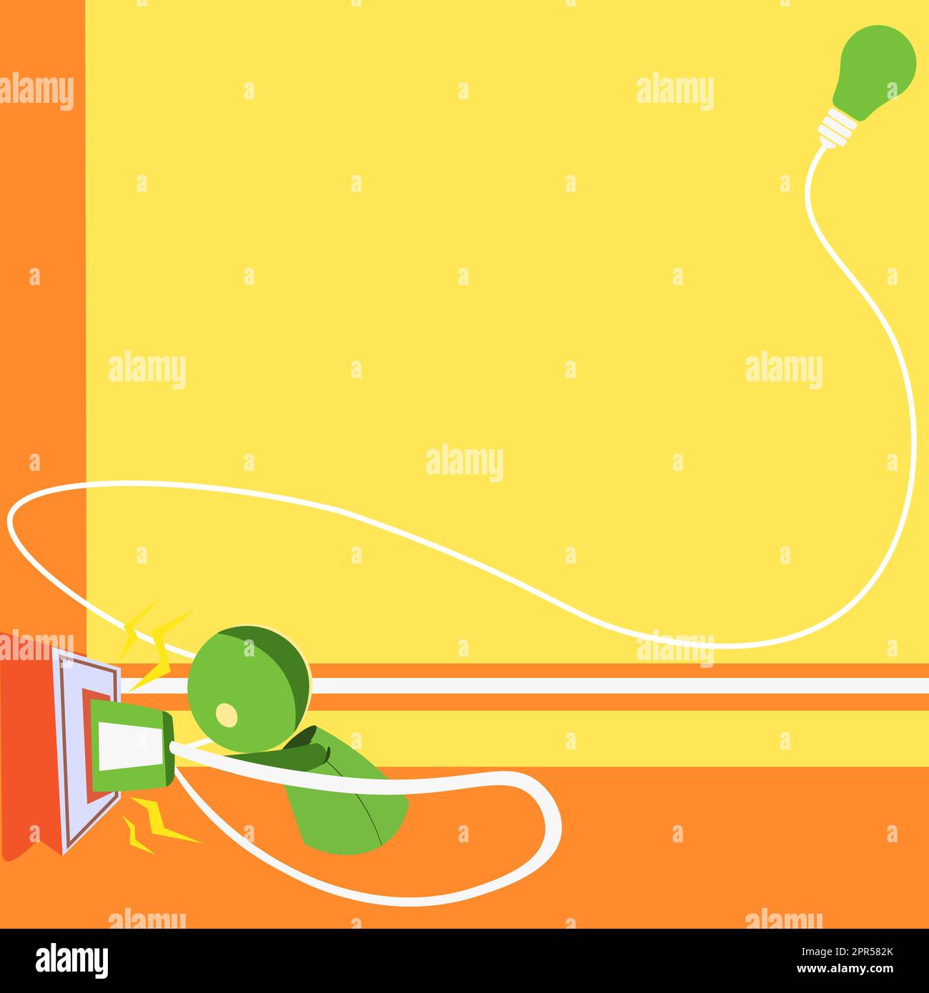 Robot Drawing Fixing Socket With Lightbulb In Corner. Robotic Man ...