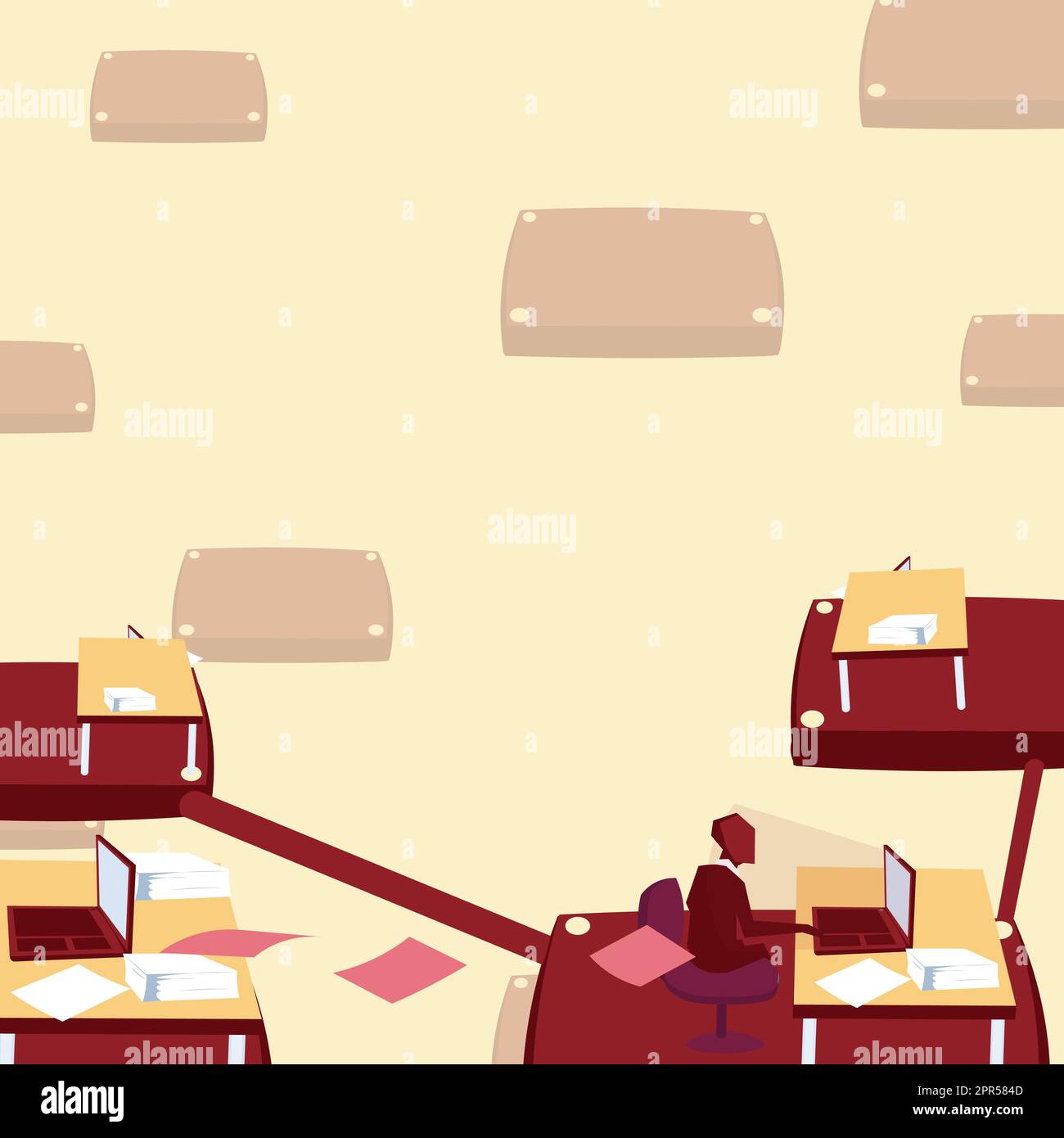 Team leader communicates virtually through computer. Male working over ...