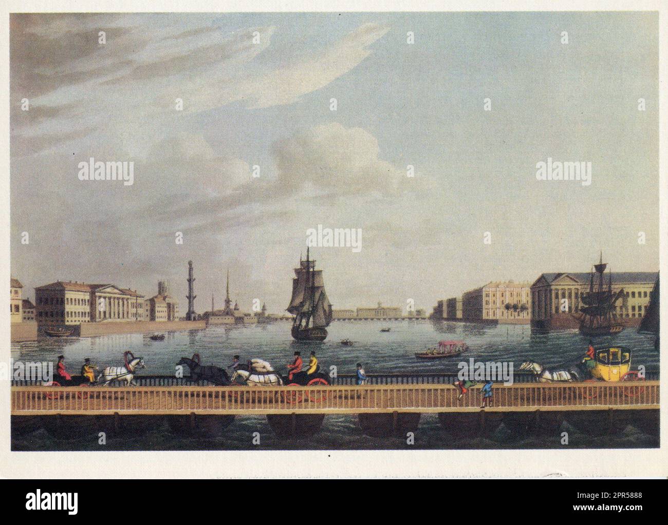Moscow pictorial Pushkiniana. Isaakievsky pontoon bridge (Saint Isaac's ...