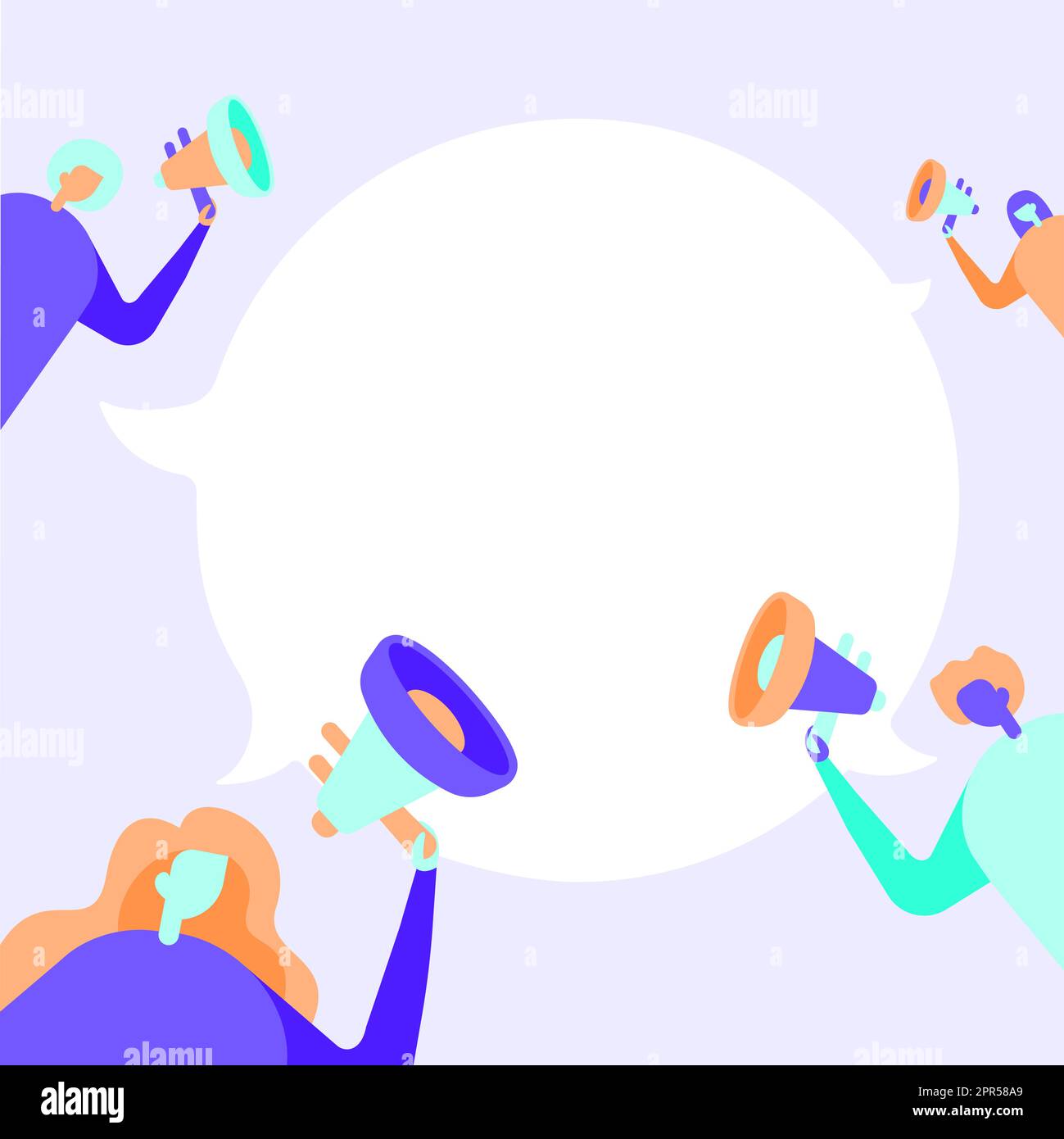 Group Of People Drawing Holding Their Megaphones Talking And Sharing ...