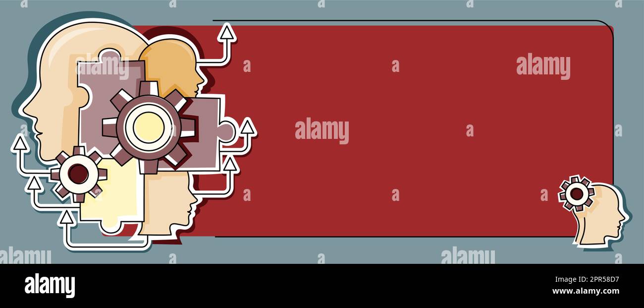 Multiple Heads With Cogs Showing Technology Ideas. Gears In Brain ...