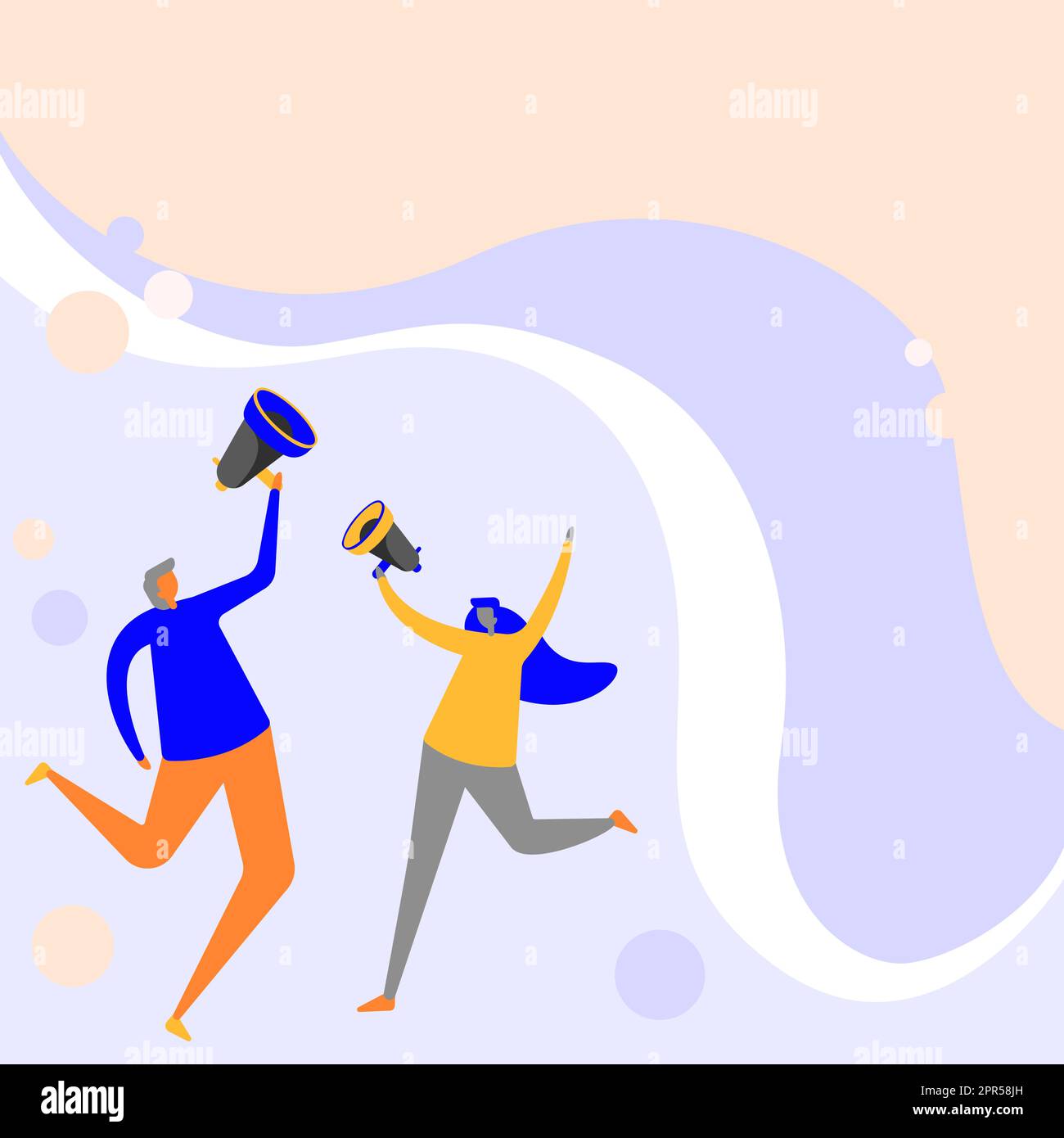 Illustration Of Joyful Partners Mildly Jumping Around Sharing Thoughts ...