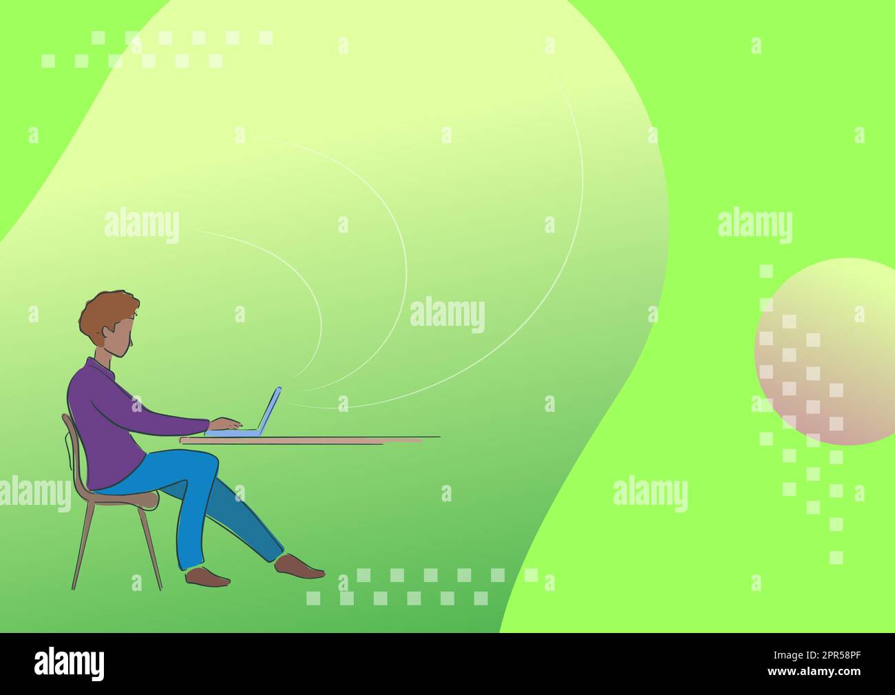 Person sitting desk using computer working towards reaching goals ...