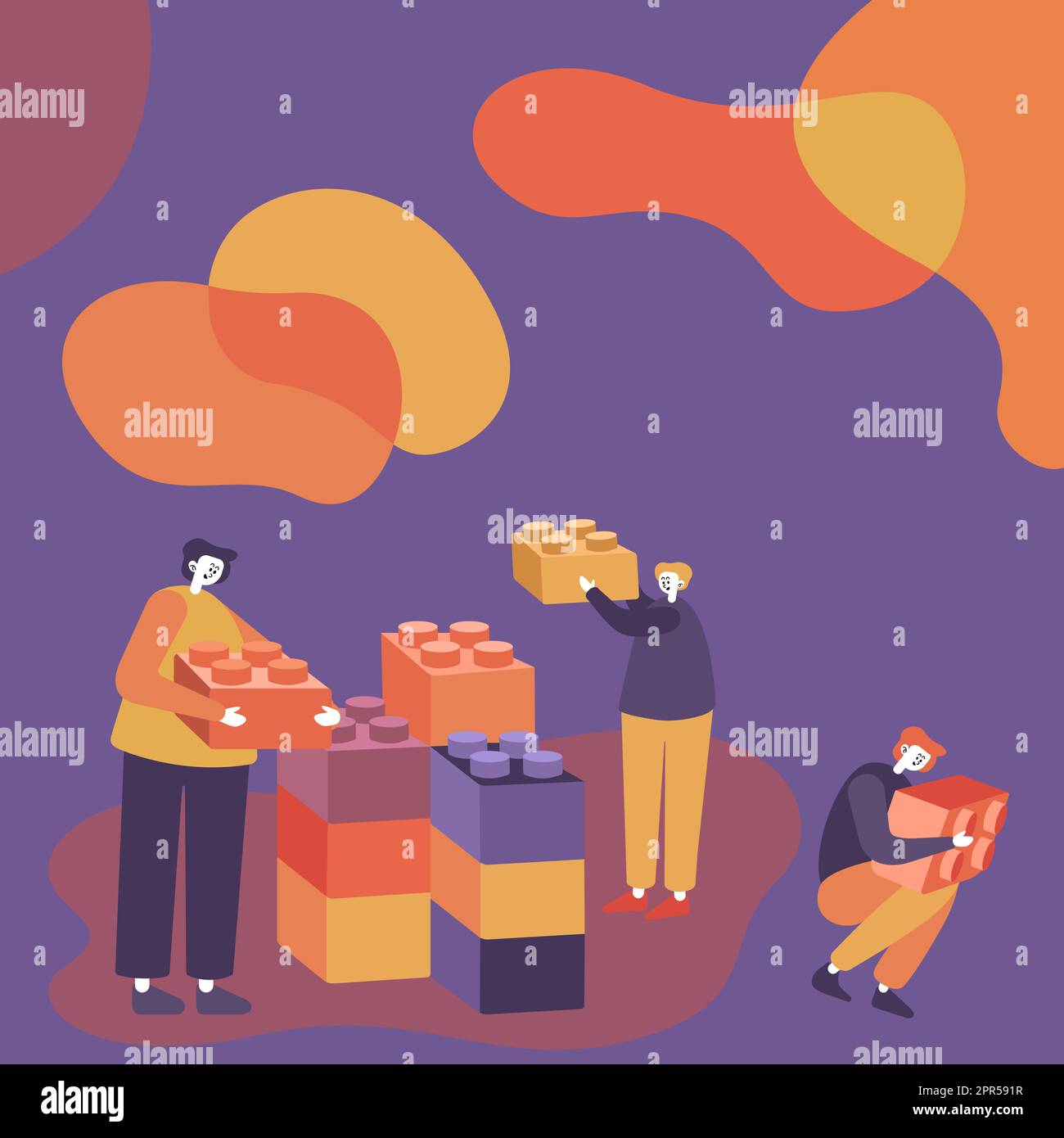 Three Colleagues Having Meeting Displaying Cube Representing Teamwork ...