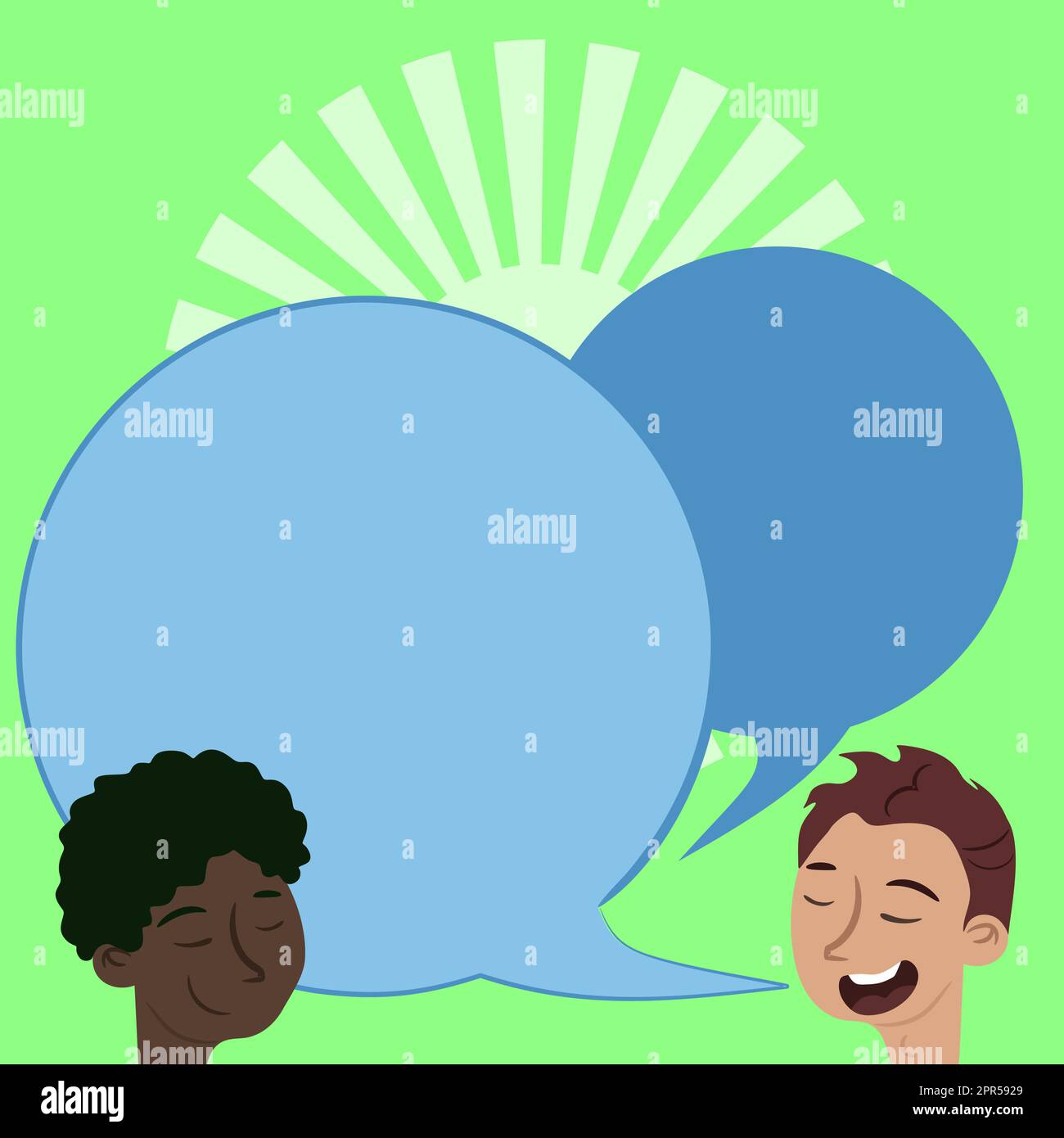 Happy Friends Drawing Standing Talking To Each Other With Speech ...