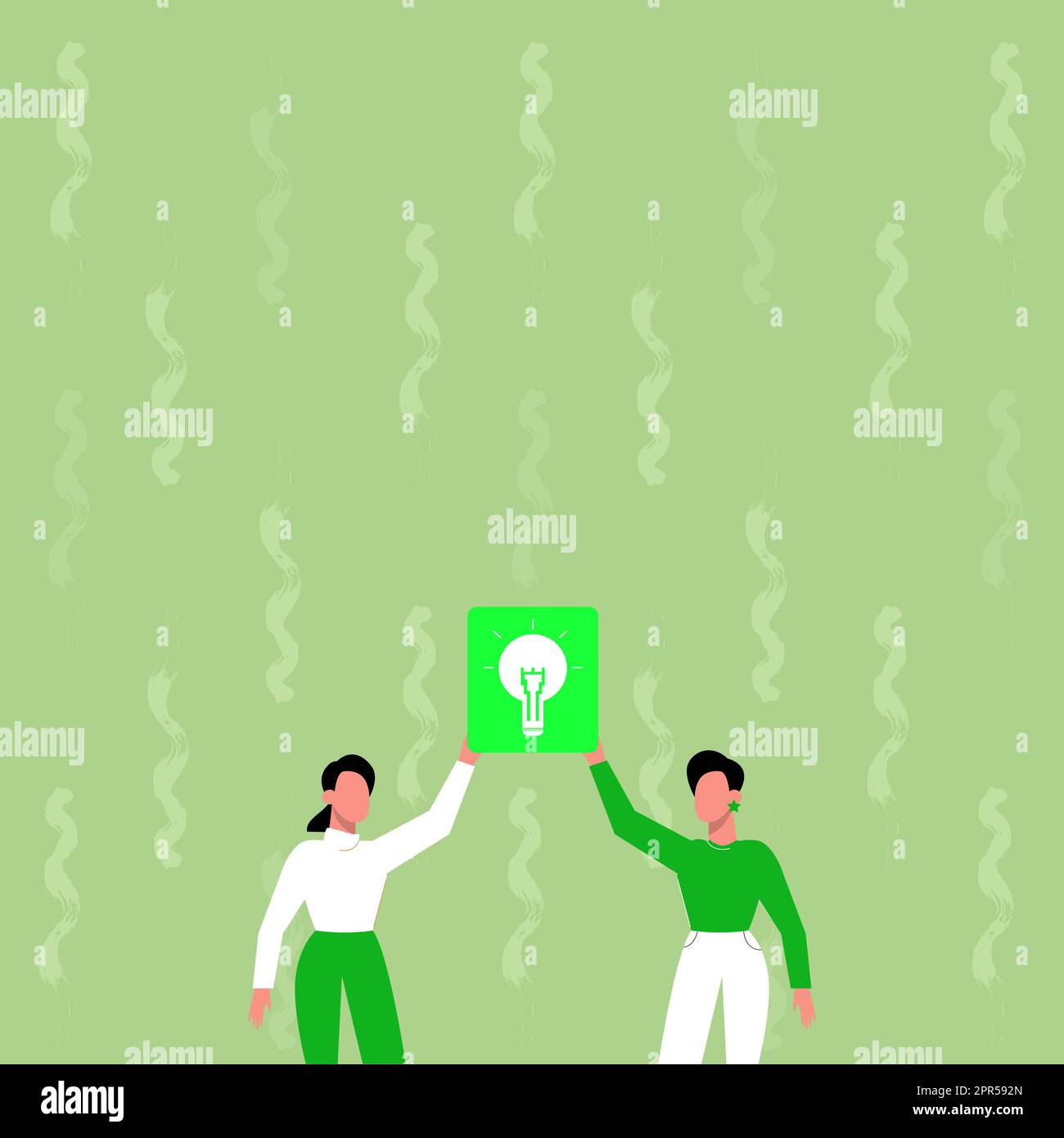 Two Colleagues Holding Lamp Presenting New Achievement Reached ...